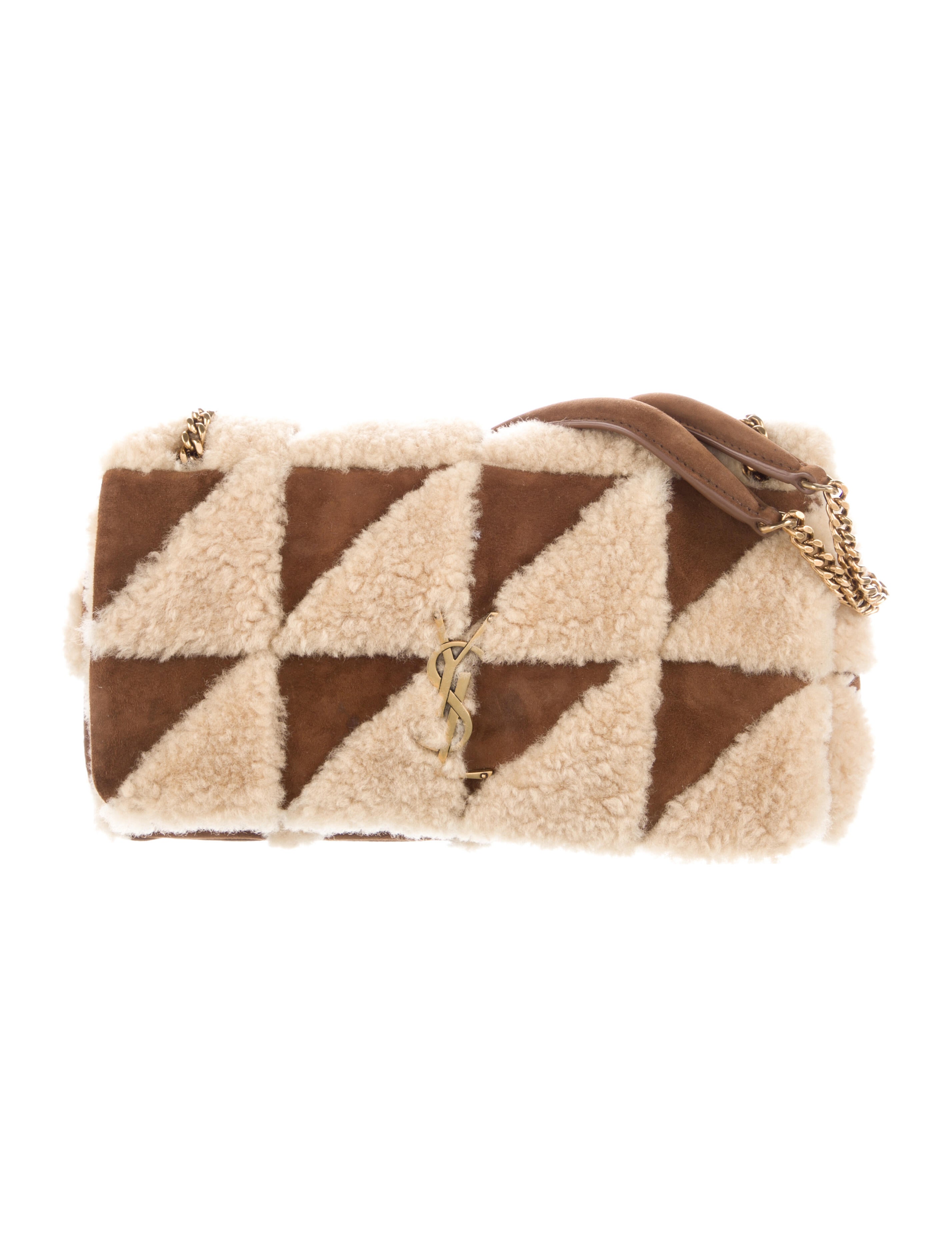 Saint Laurent Shearling Patchwork Monogram Medium Jamie Bag - Brown ...