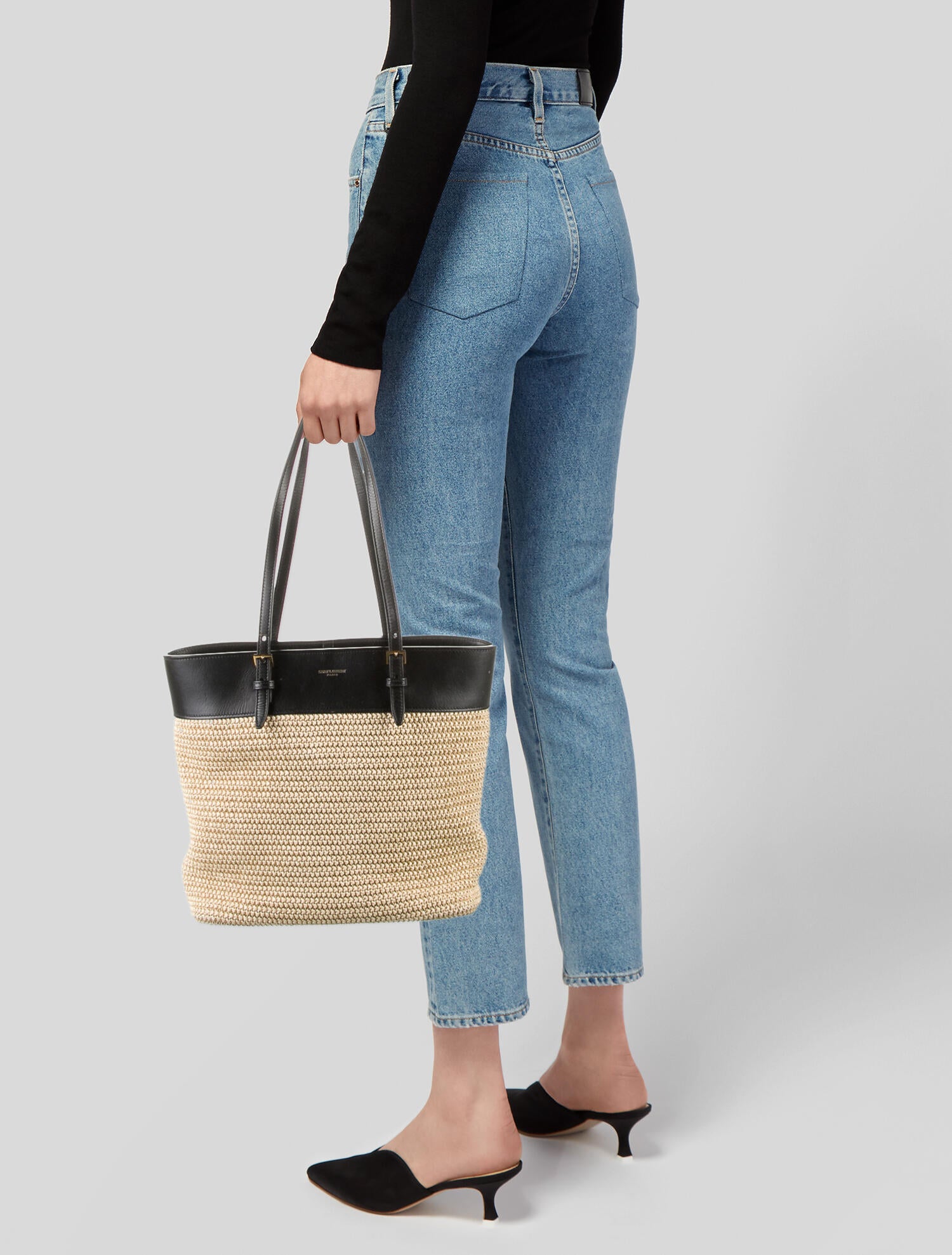 Saint Laurent Small Raffia Shopper Tote - Neutrals Totes, Handbags ...
