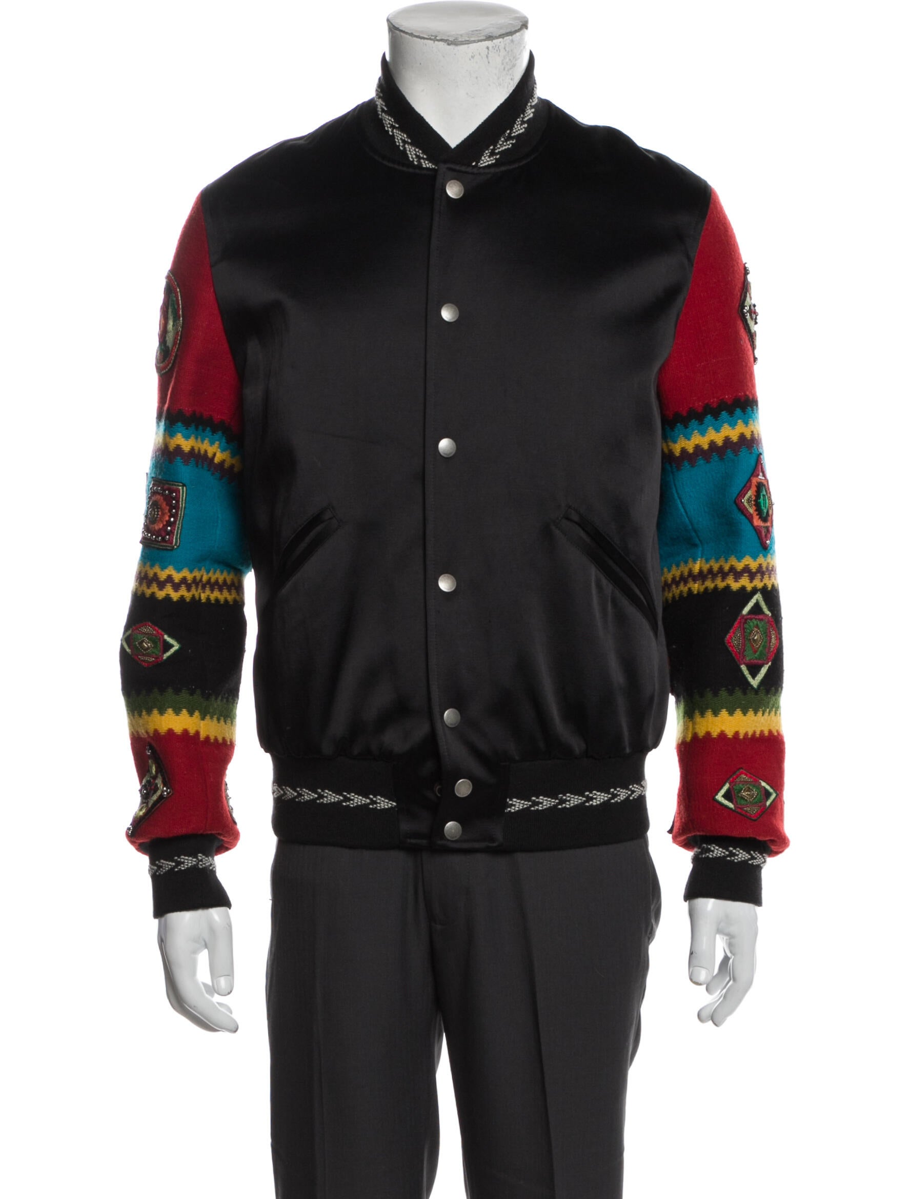 Saint Laurent 2017 Printed Varsity Jacket - Black Outerwear, Clothing ...