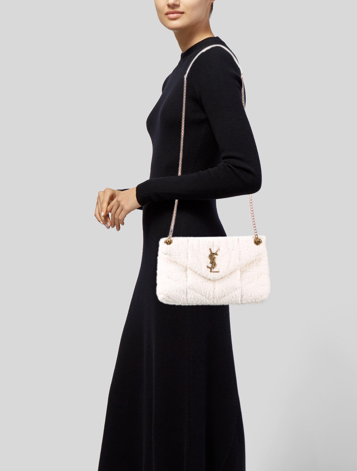 Saint Laurent 2021 Small Boucle Puffer Lou Lou Shoulder Bag - Neutrals ...