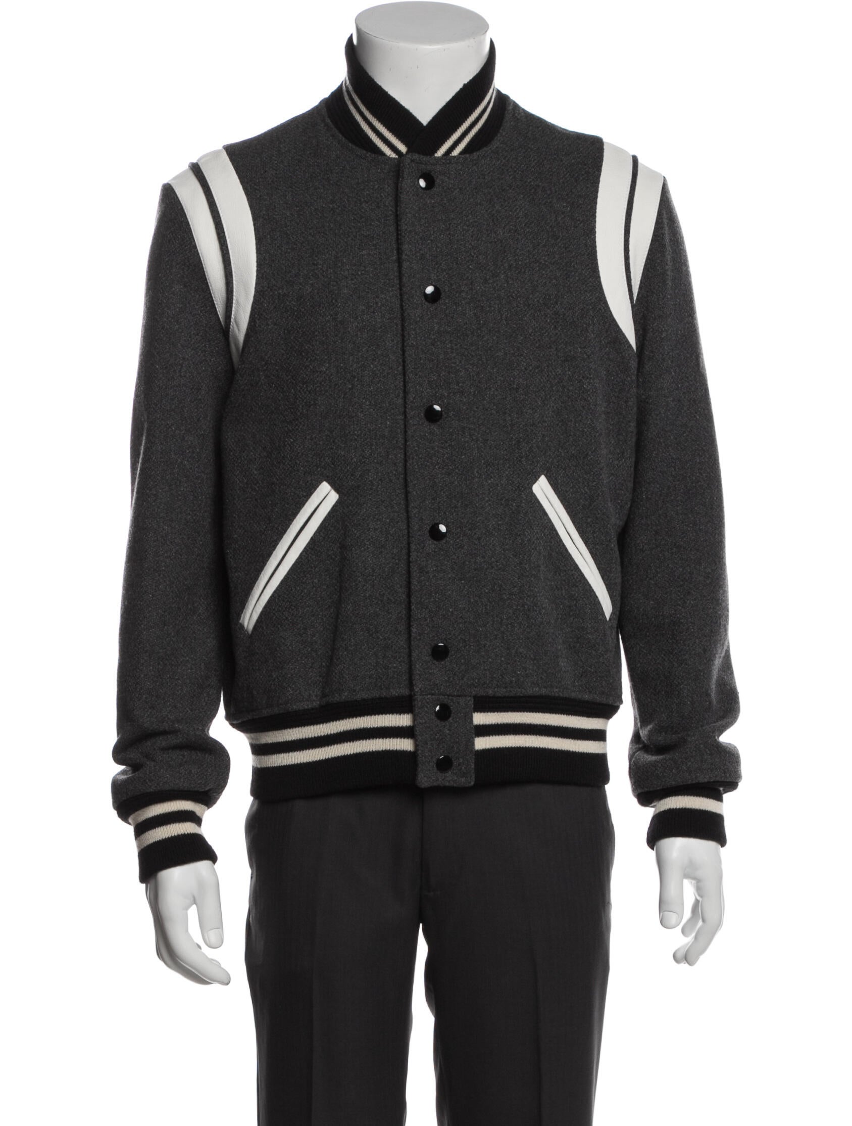 Saint Laurent 2017 Teddy Varsity Varsity Jacket - Grey Outerwear ...