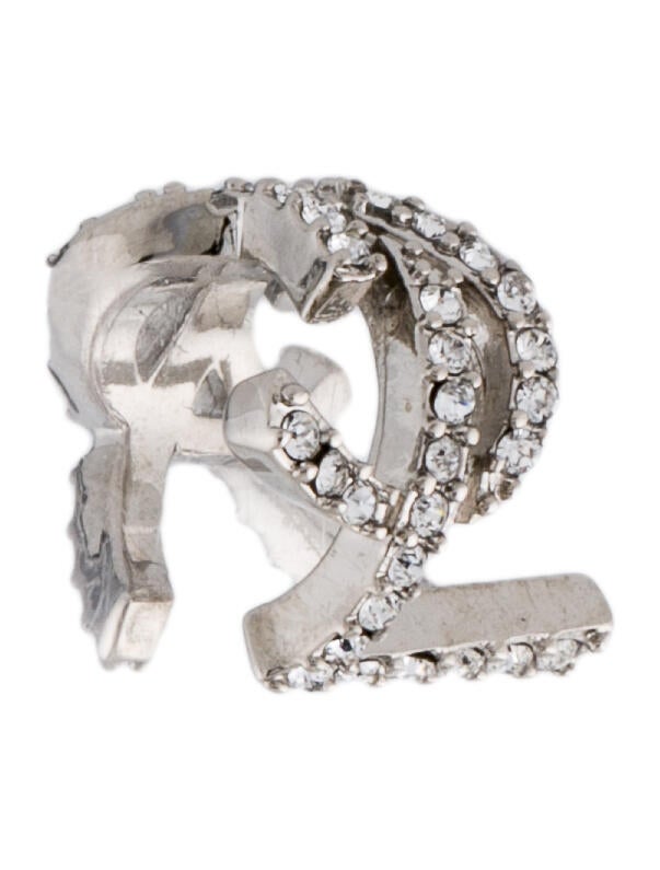 Saint Laurent Crystal Monogram Ear Cuff - Brass Ear Cuff, Earrings ...