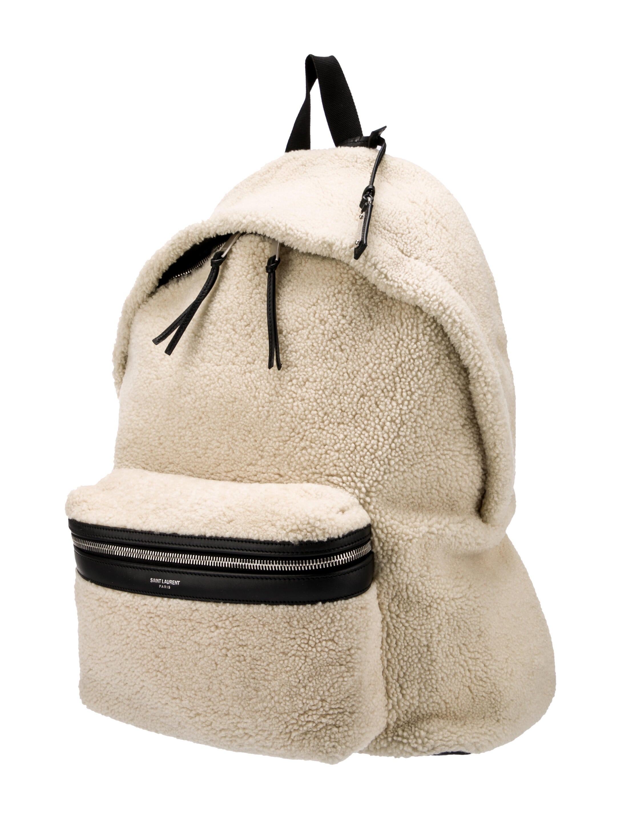 Saint Laurent Shearling City Backpack - White Backpacks, Handbags ...