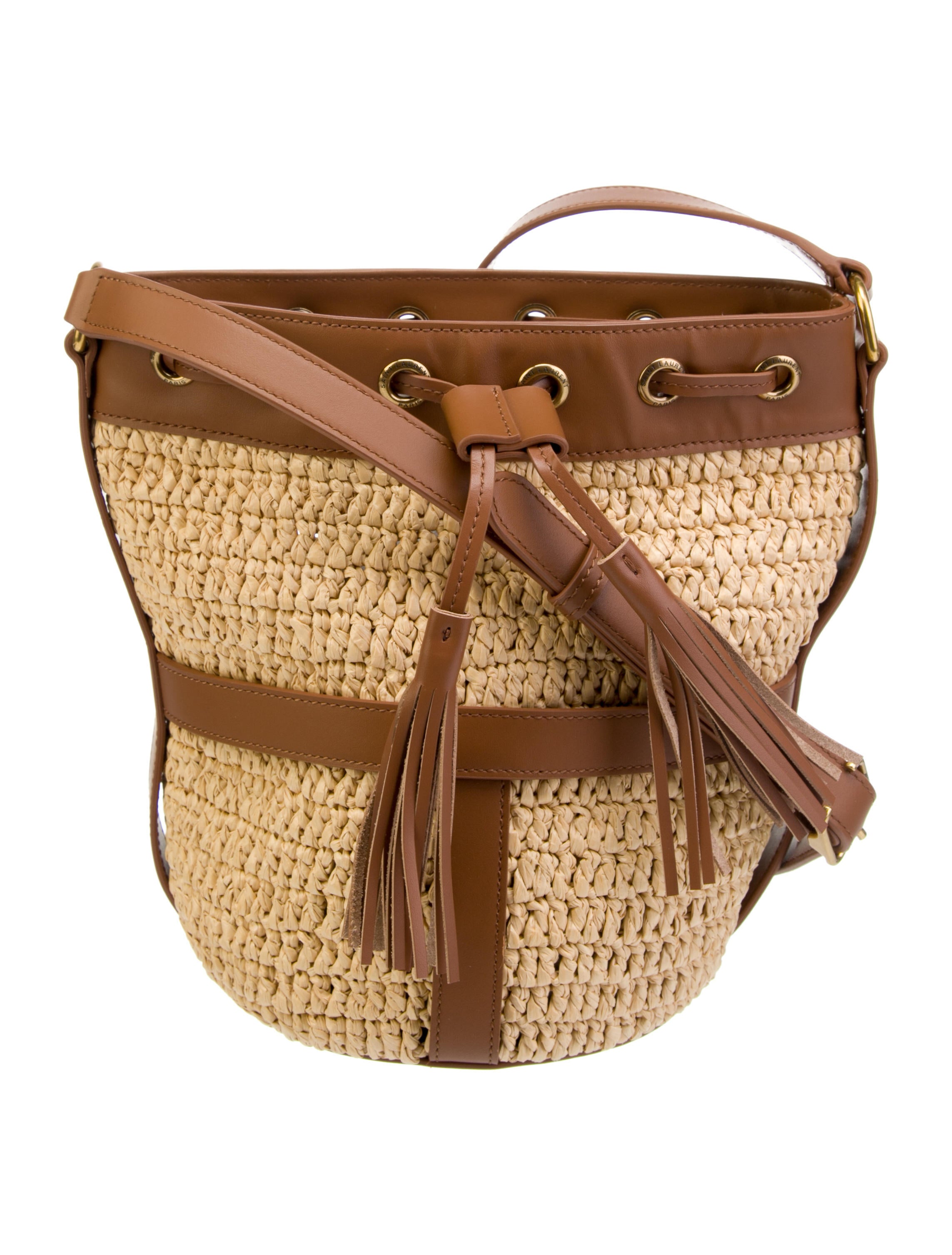 Saint Laurent Sac Raffia Seau Bucket Bag - Neutrals Bucket Bags ...