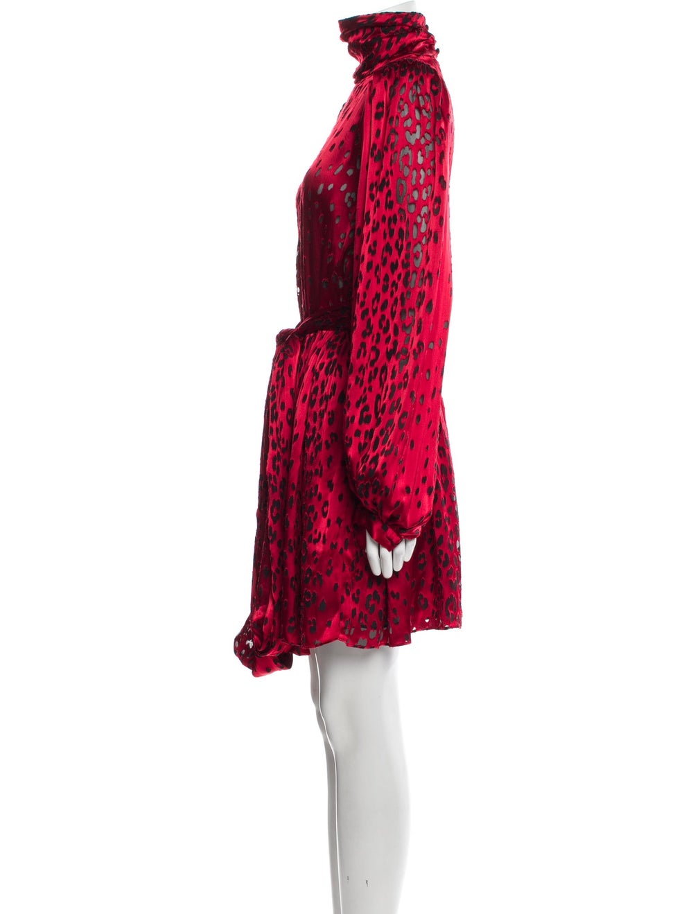 Saint Laurent Leopard Print Satin Devoré Dress Red An… Gem