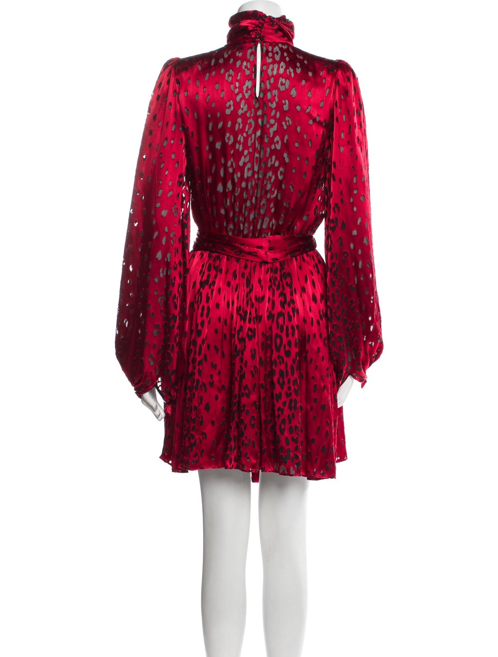 Saint Laurent Leopard Print Satin Devoré Dress Red An… Gem