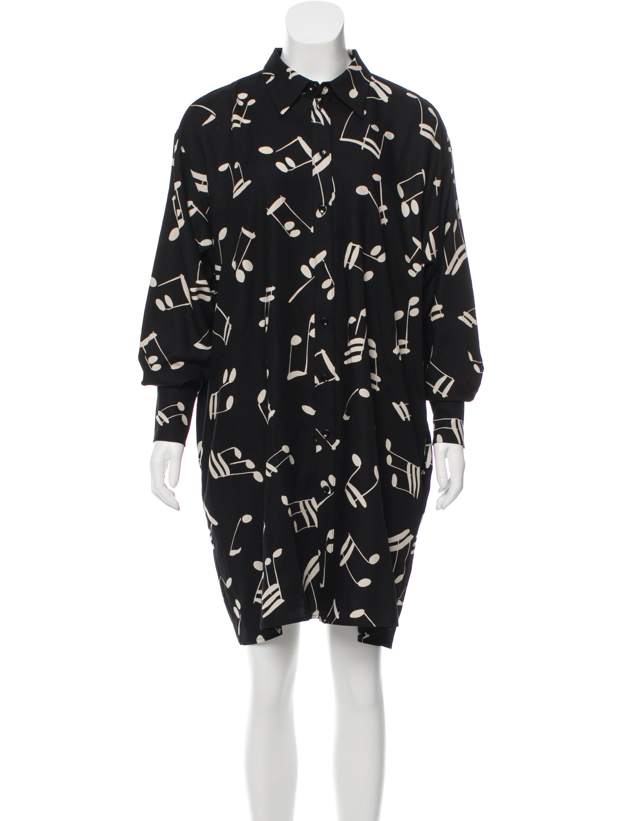 Saint Laurent Music Note Print Shirt Dress - Clothing - SNT29491 | The ...