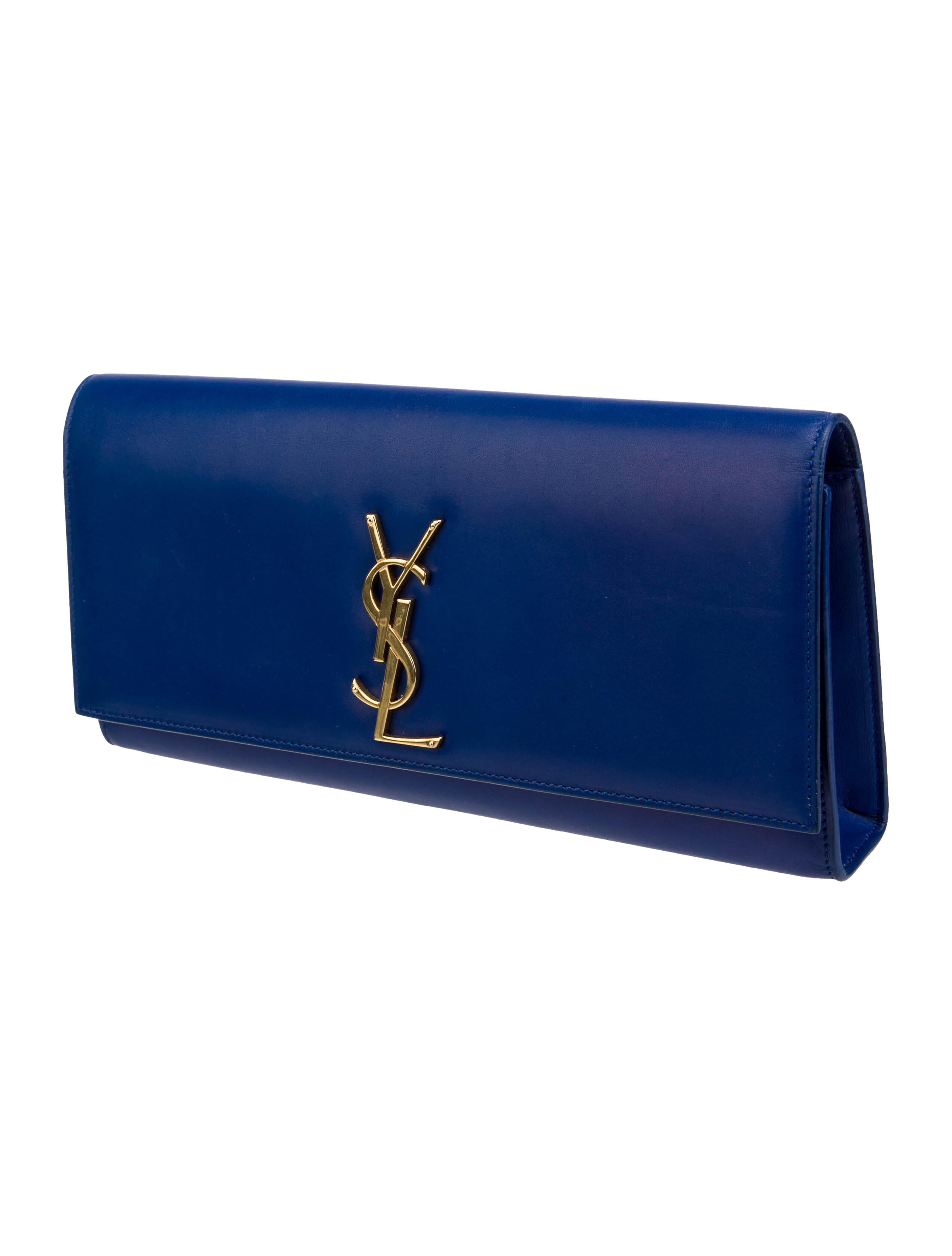 Saint Laurent Monogram Cassandre Clutch - Blue Clutches, Handbags ...