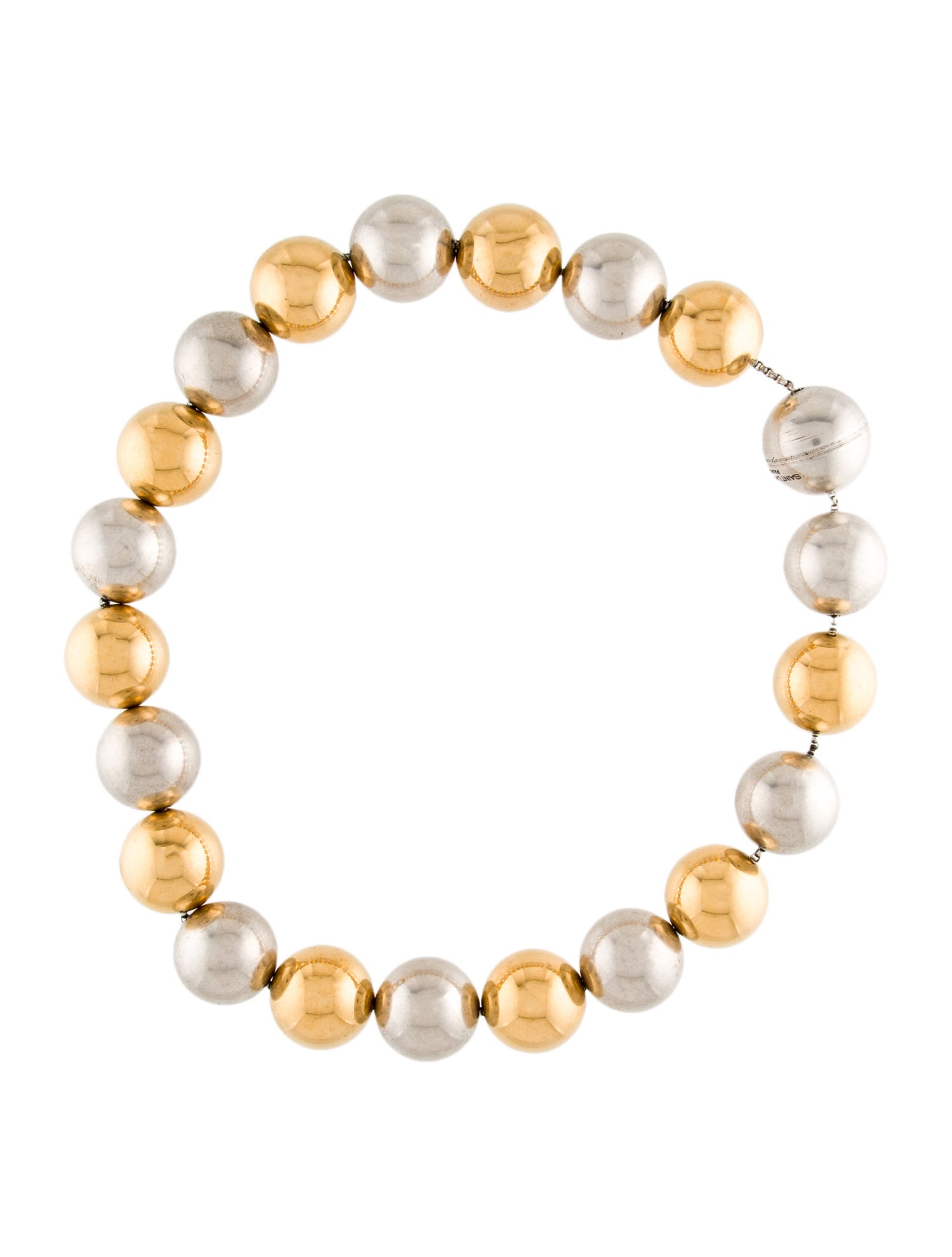 Saint Laurent Two-Tone Bead Collar Necklace - Gold-Tone Metal Bead ...