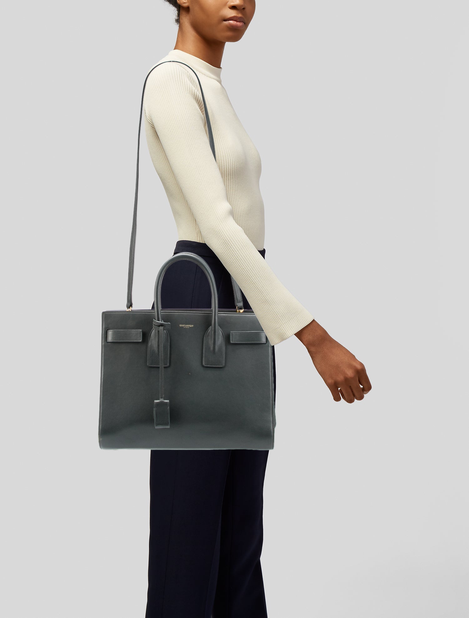 Saint Laurent Small Sac de Jour Tote w/ Strap - Grey Totes, Handbags ...