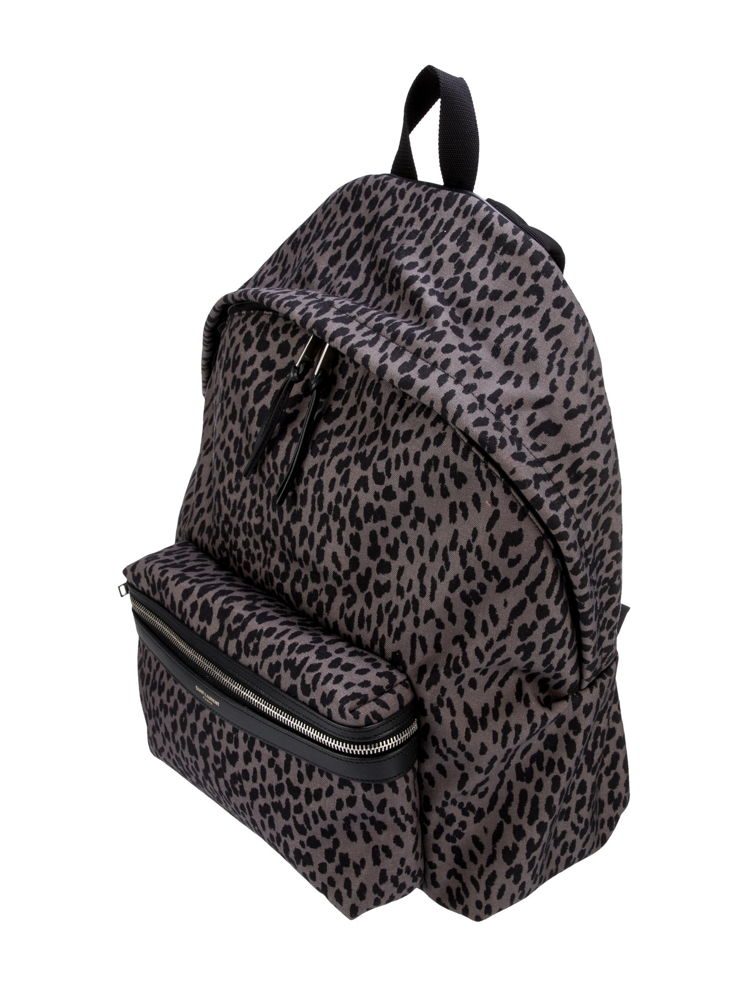 Saint Laurent Leather Trimmed Leopard Print City Backpack - Black ...