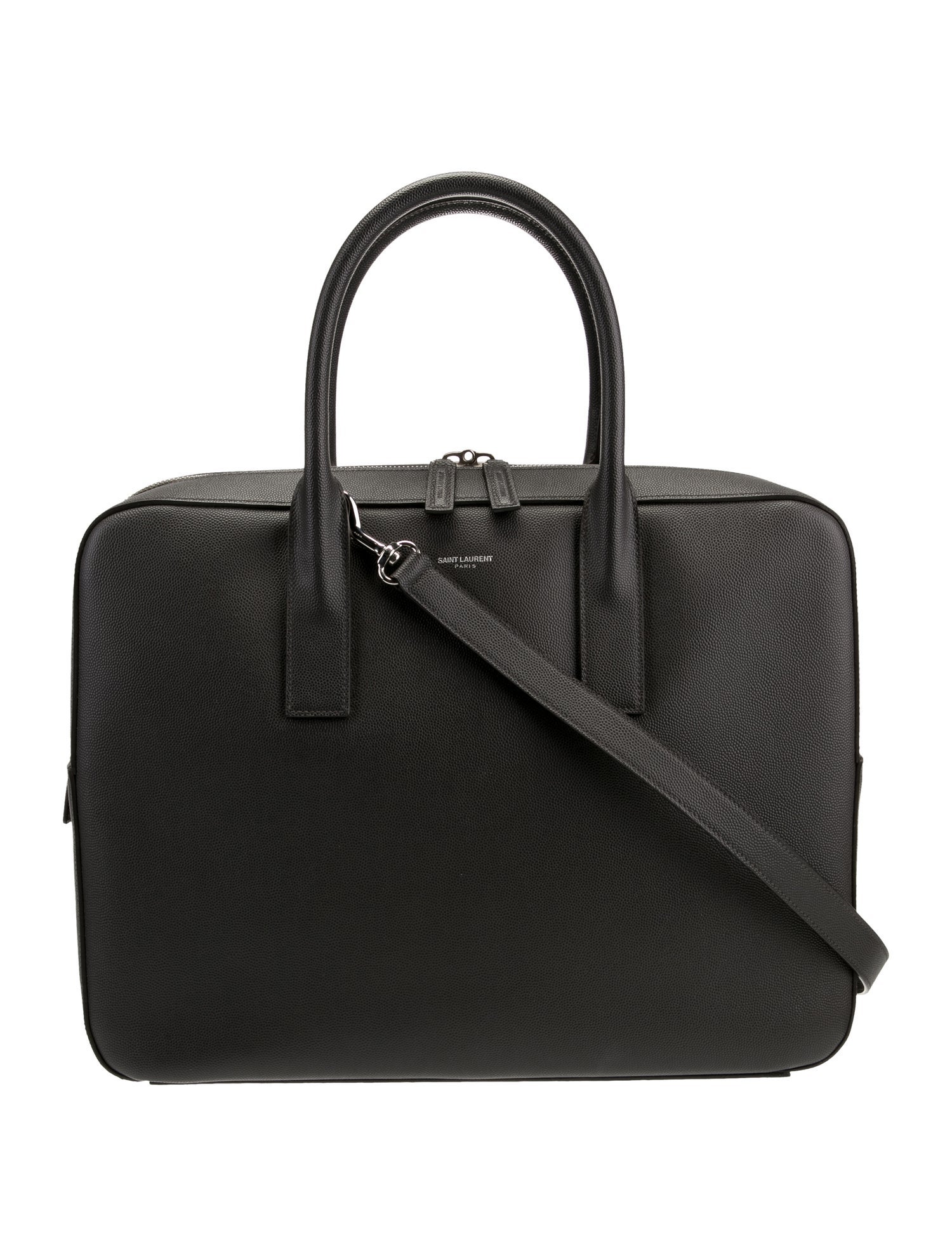 Saint Laurent Medium Grain de Poudre Museum Briefcase - Grey Briefcases ...