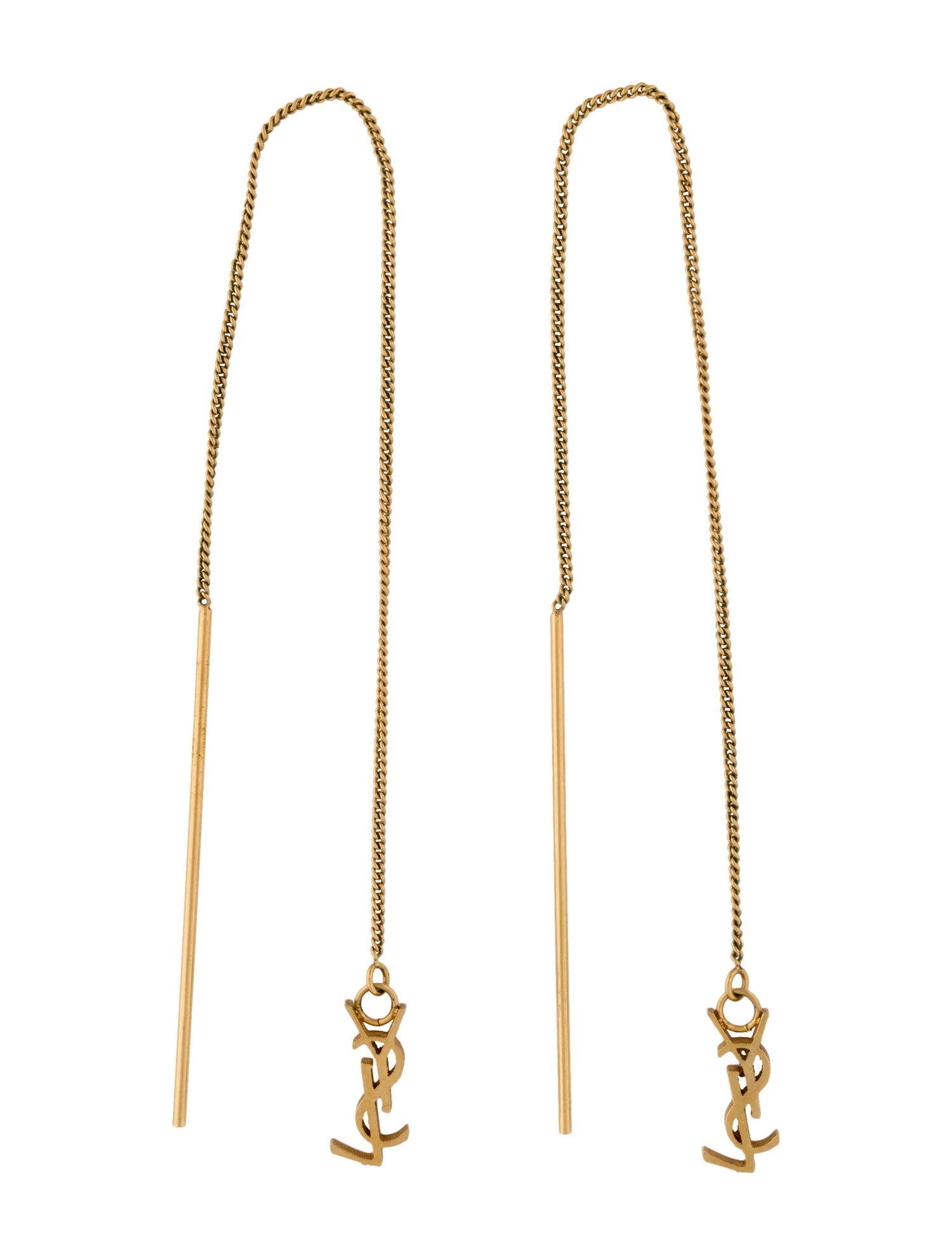 Saint Laurent Cassandre Long Threader Earrings - Drop, Earrings ...