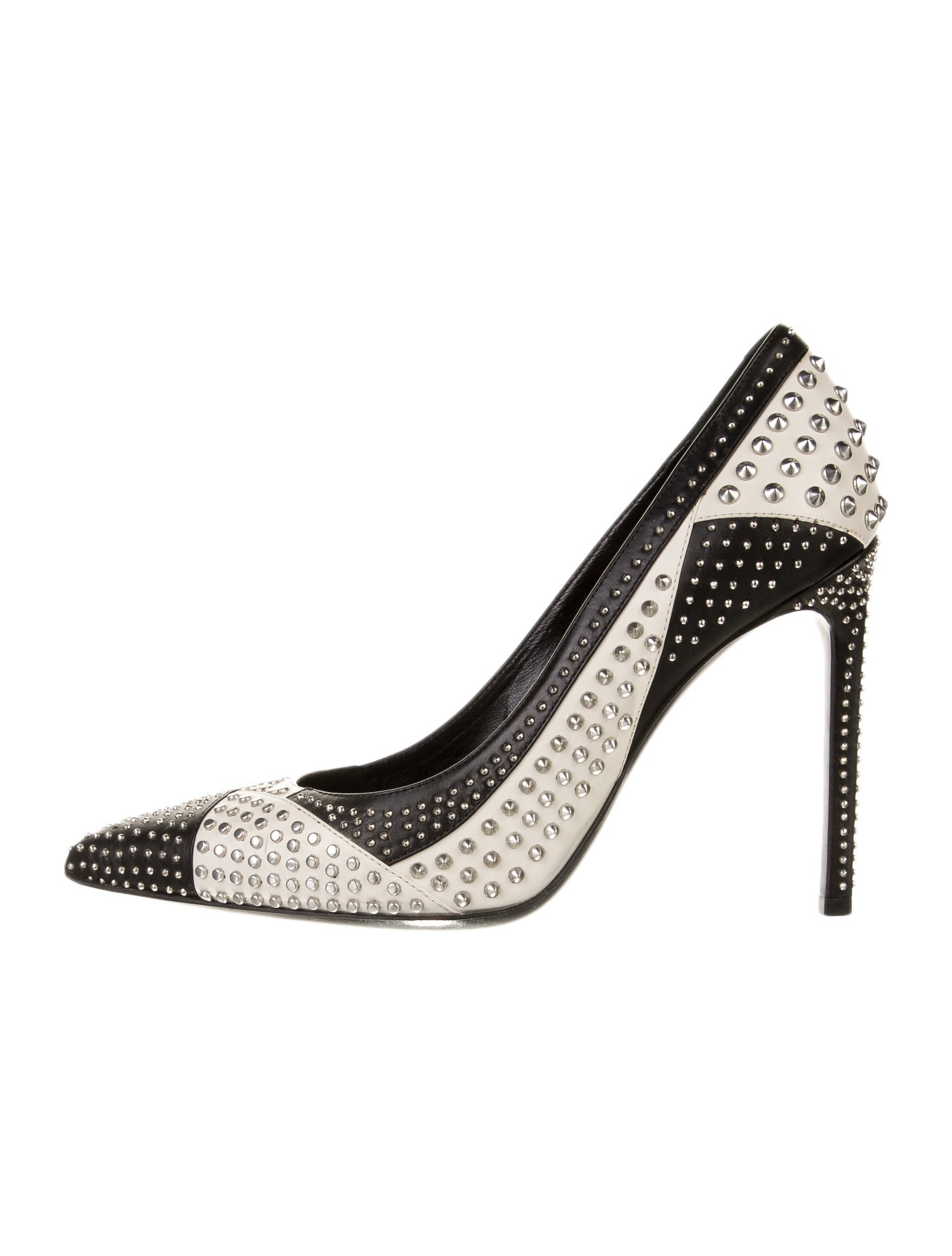 Saint Laurent Leather Colorblock Pattern Pumps - Black Pumps, Shoes ...