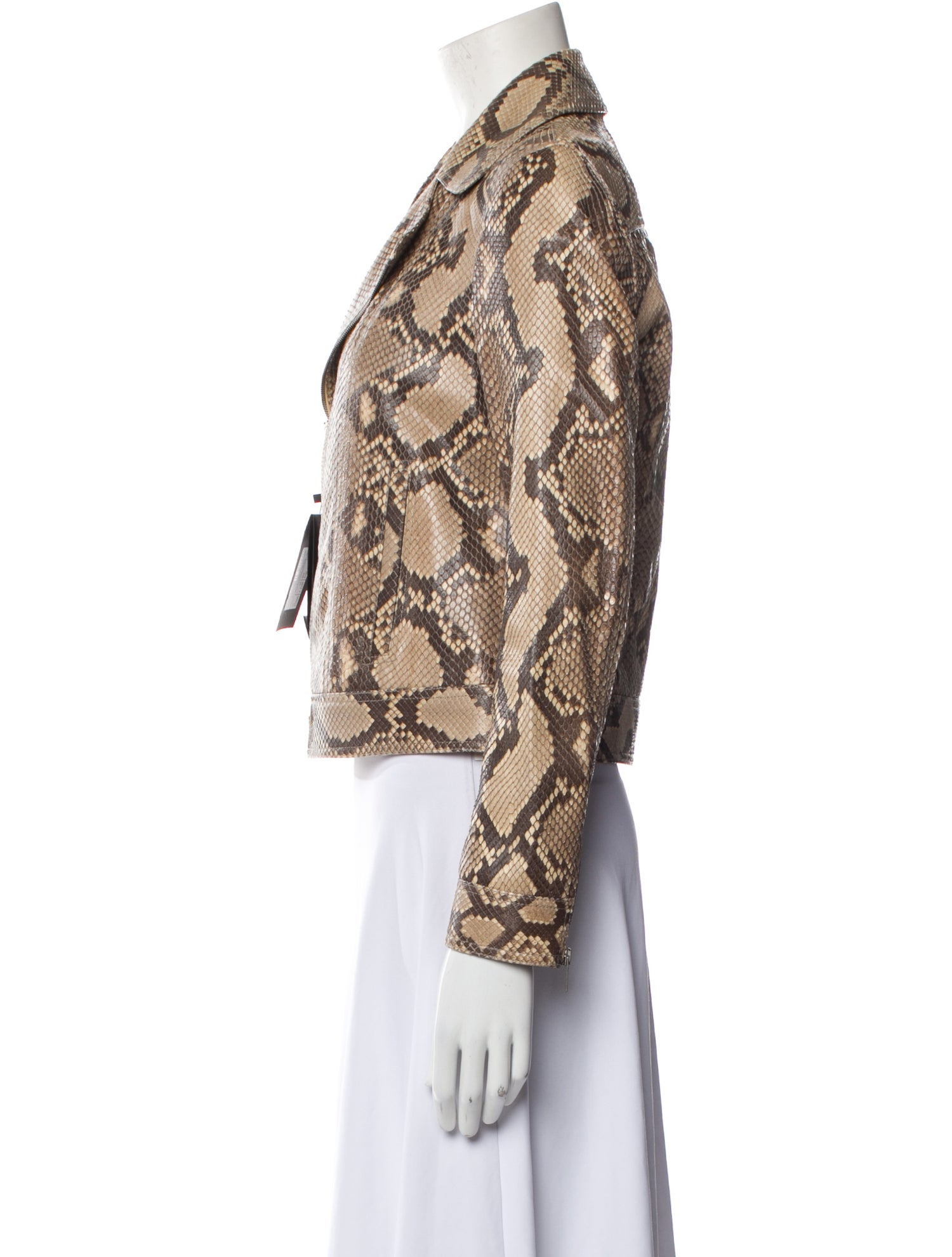 Saint Laurent Python Animal Print Biker Jacket w/ Tags - Neutrals ...