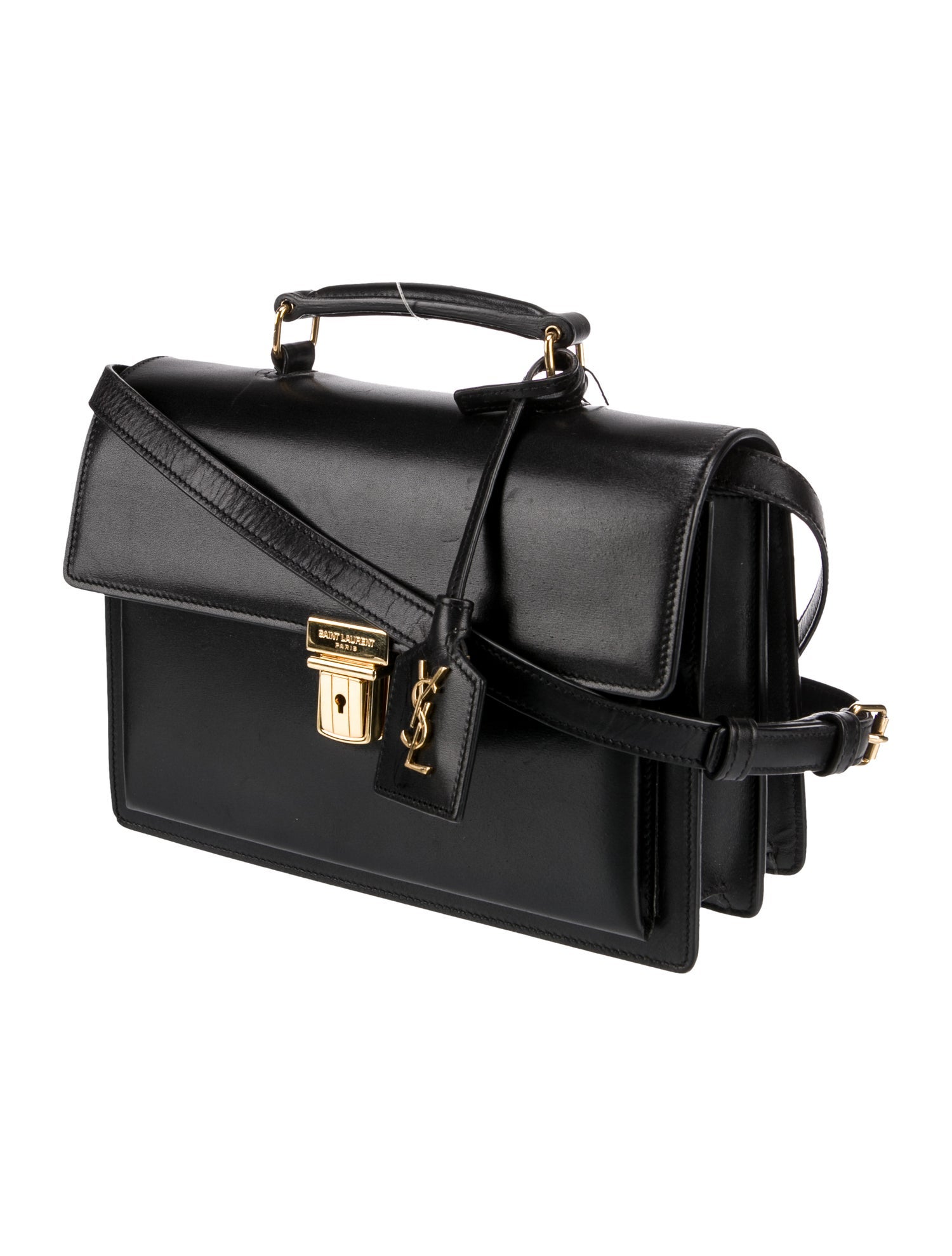 Saint Laurent Saint Laurent Black Leather High School Top Handle Bag - Black Handle Bags ...