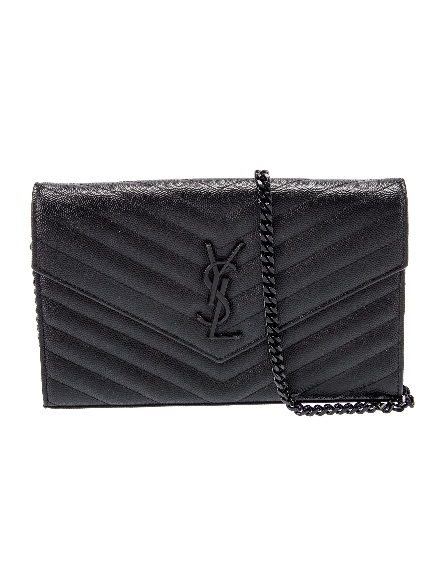 Saint Laurent Monogram Matelasse Envelope Wallet On Chain - Black ...