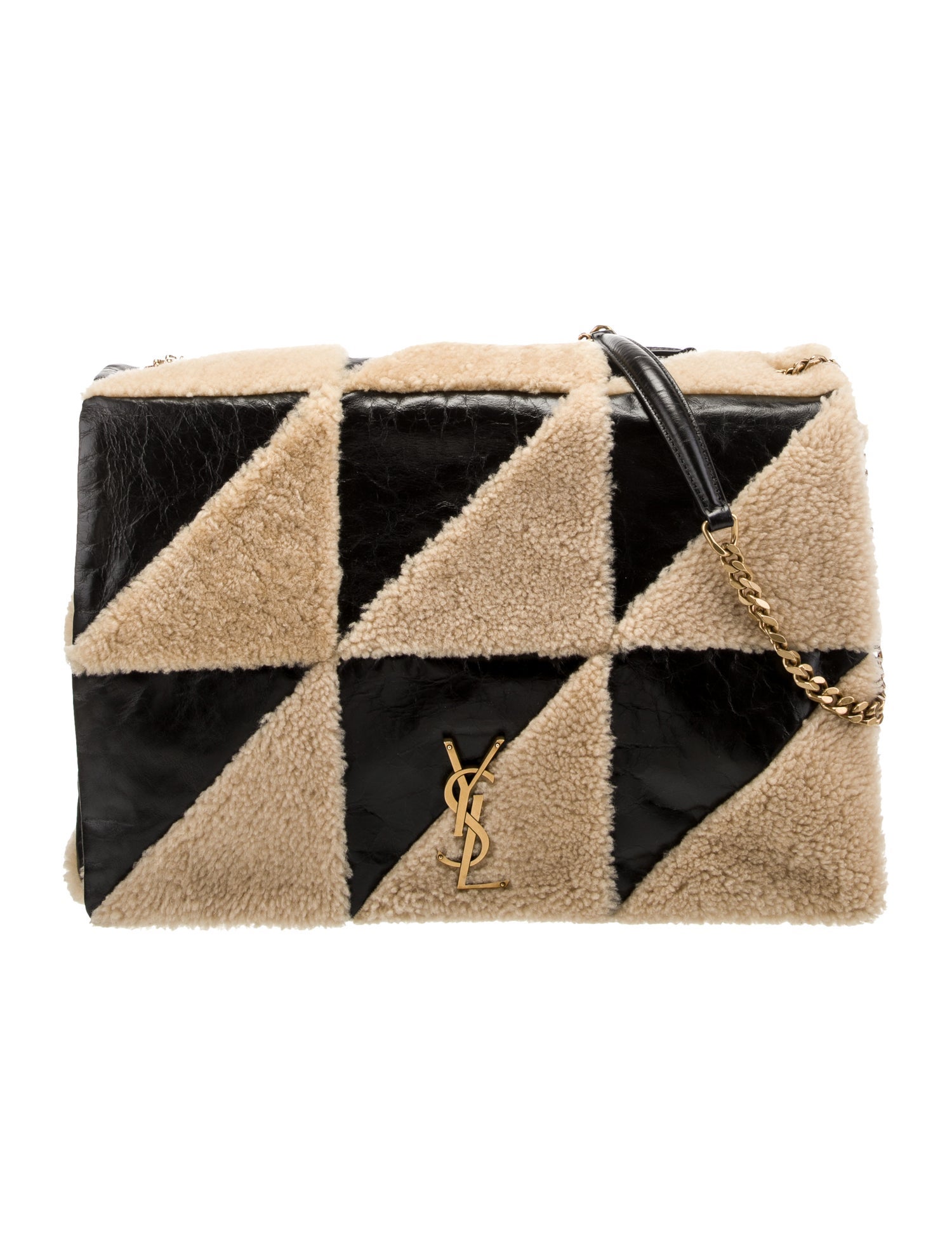 Saint Laurent 2022 Large Shearling Monogram Jamie Bag - Black Totes ...