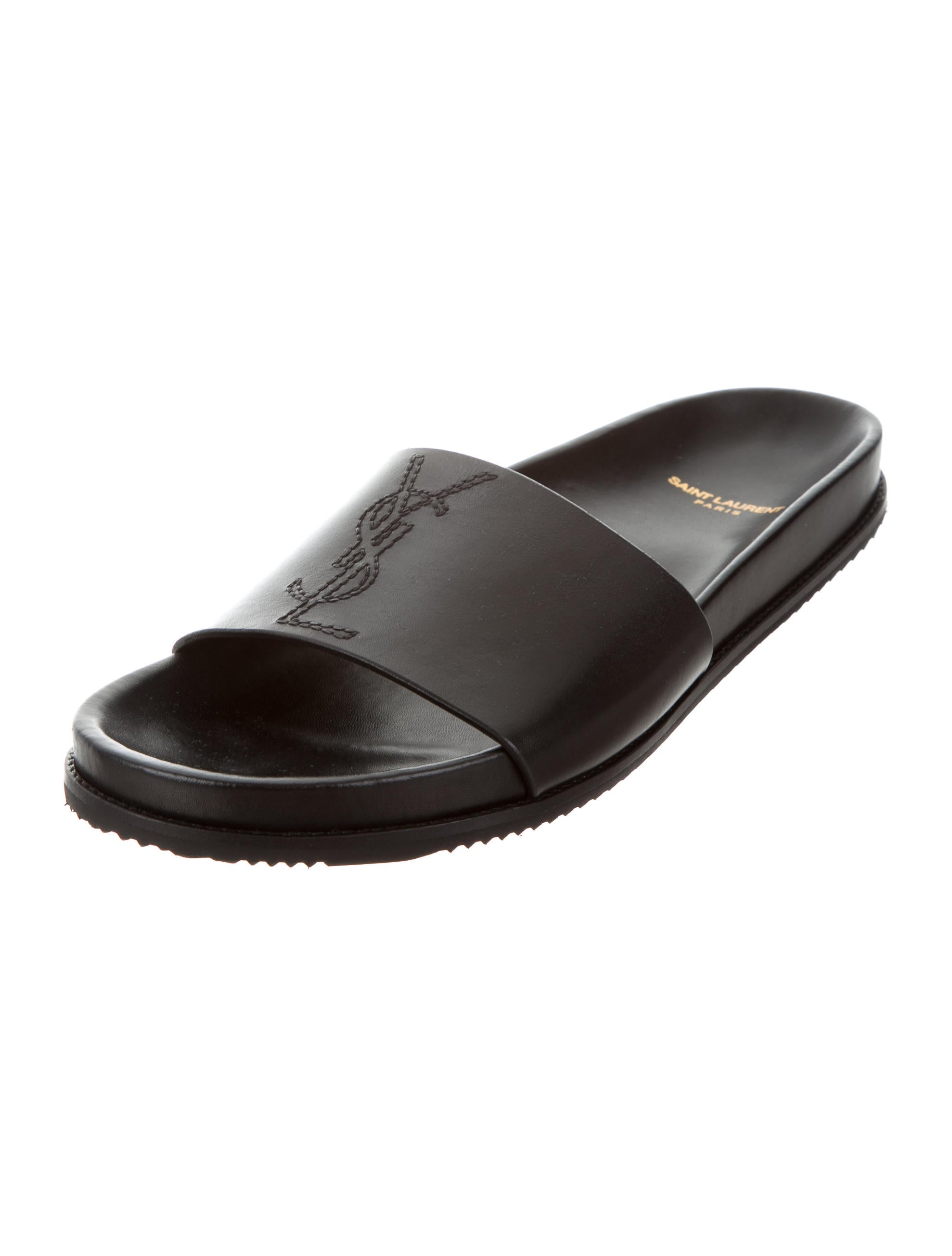 Saint Laurent Jimmy 20 Slide Sandals - Black Sandals, Shoes - SNT35715 ...