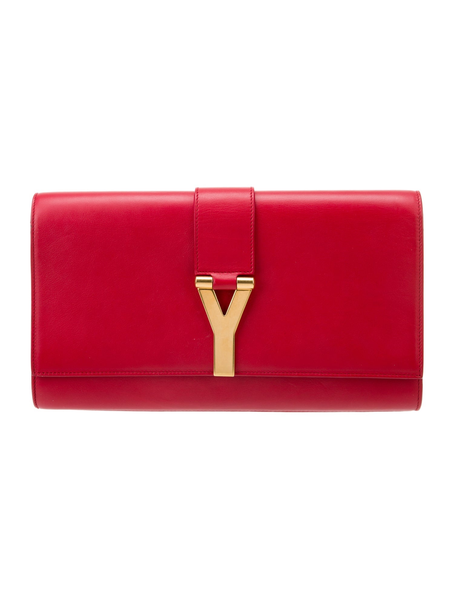 Saint Laurent Leather Classic Y Linge - Red Clutches, Handbags ...