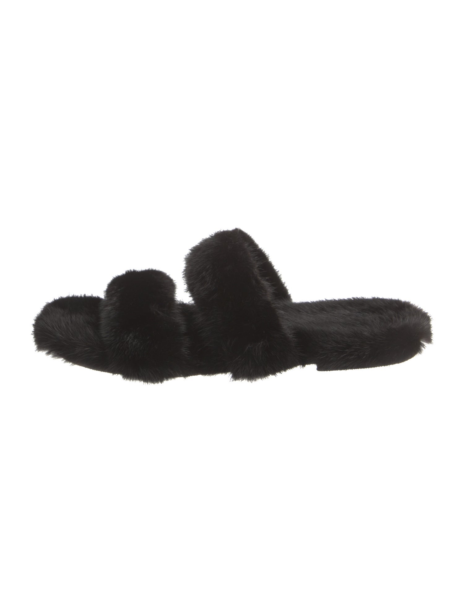 Saint Laurent Mink Slides - Black Sandals, Shoes - SNT369772 | The RealReal