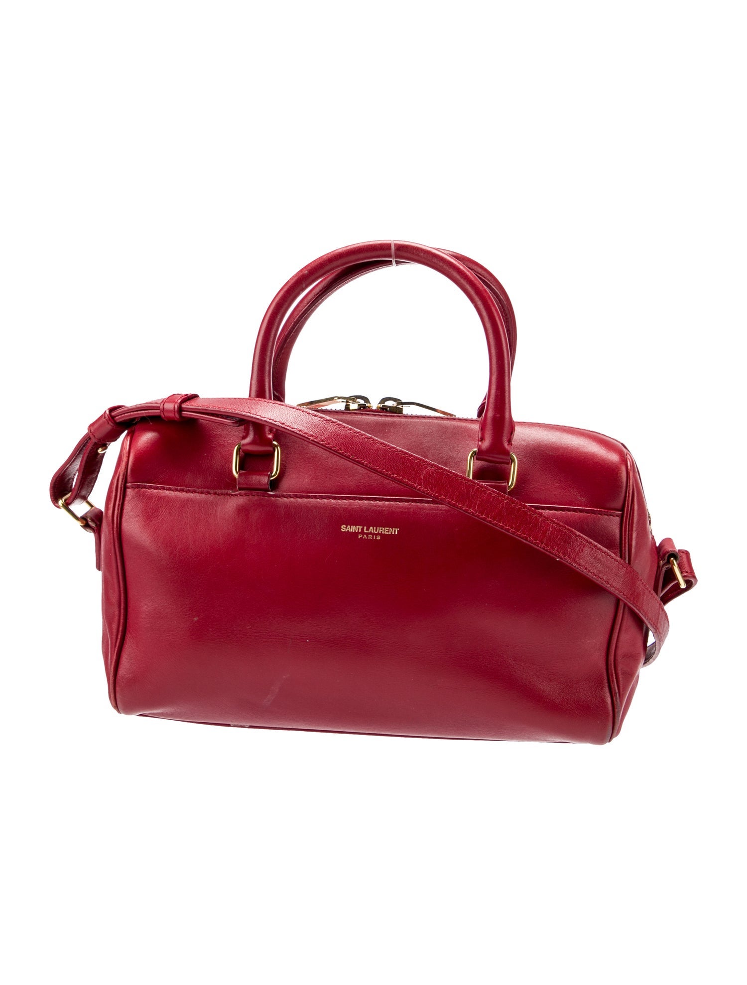 Saint Laurent Leather Top Handle Bag - Red Handle Bags, Handbags ...