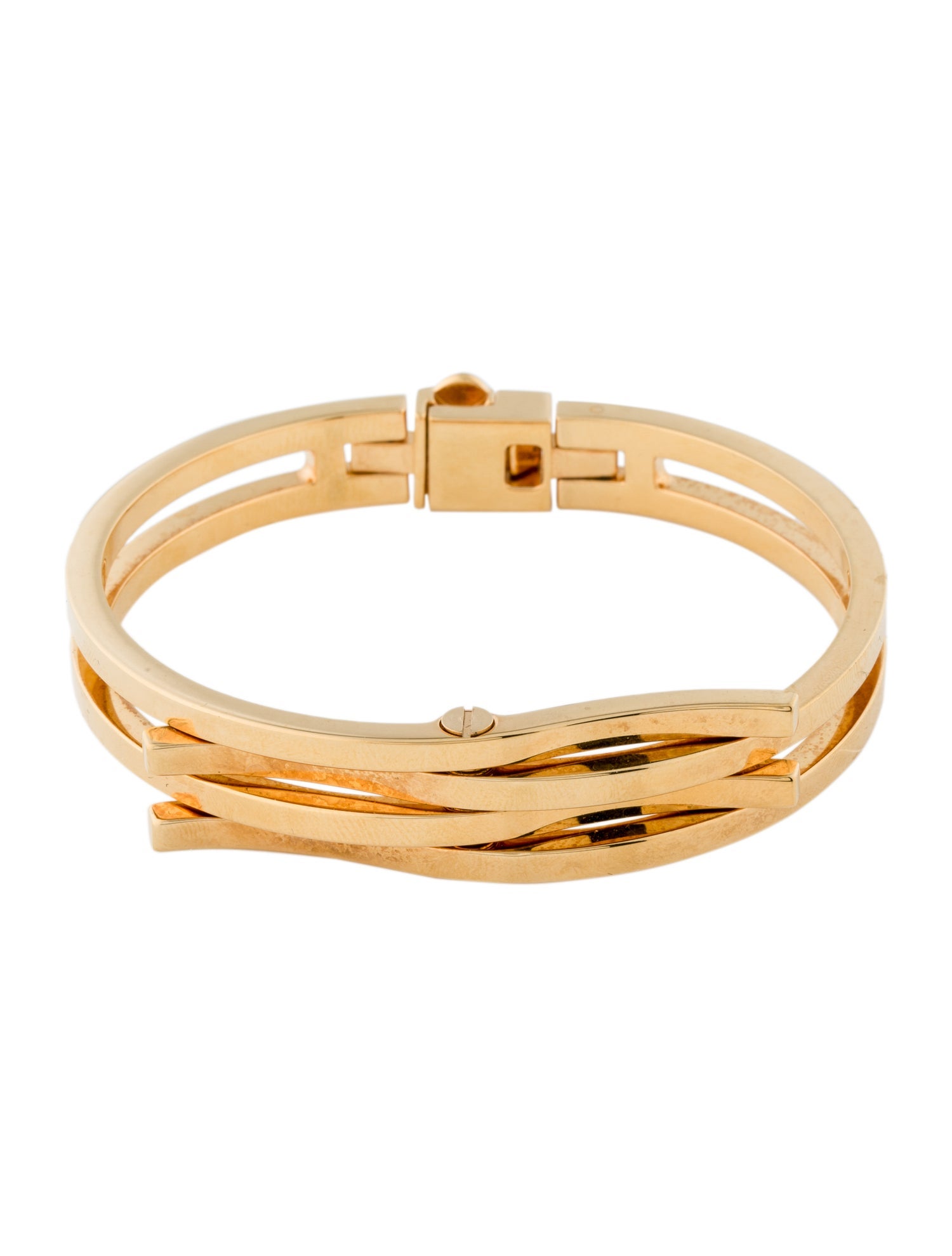 Saint Laurent Double Row Hinged Bangle Bracelet - Gold-Tone Metal Bangle, Bracelets - SNT384191 ...