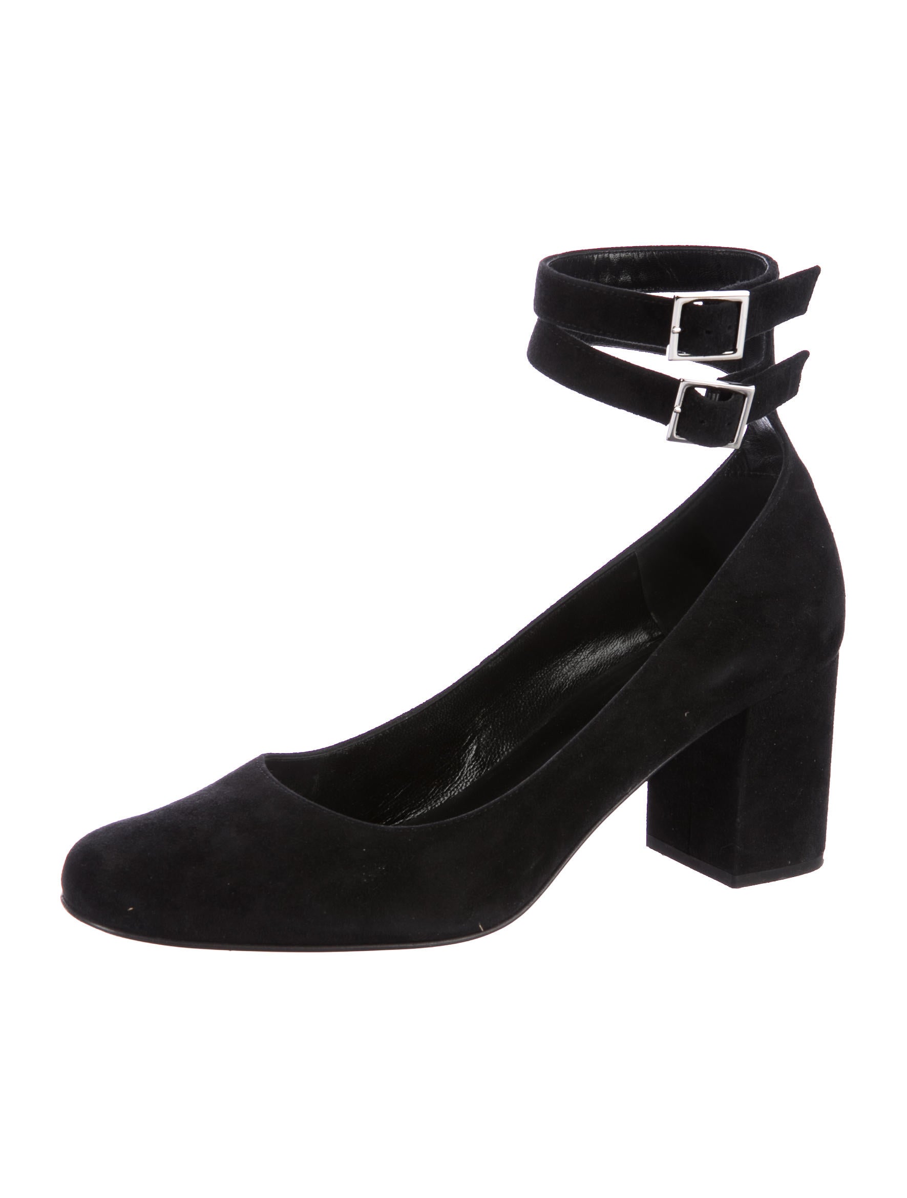 Saint Laurent Suede Round-Toe Pumps - Black Pumps, Shoes - SNT41330 ...