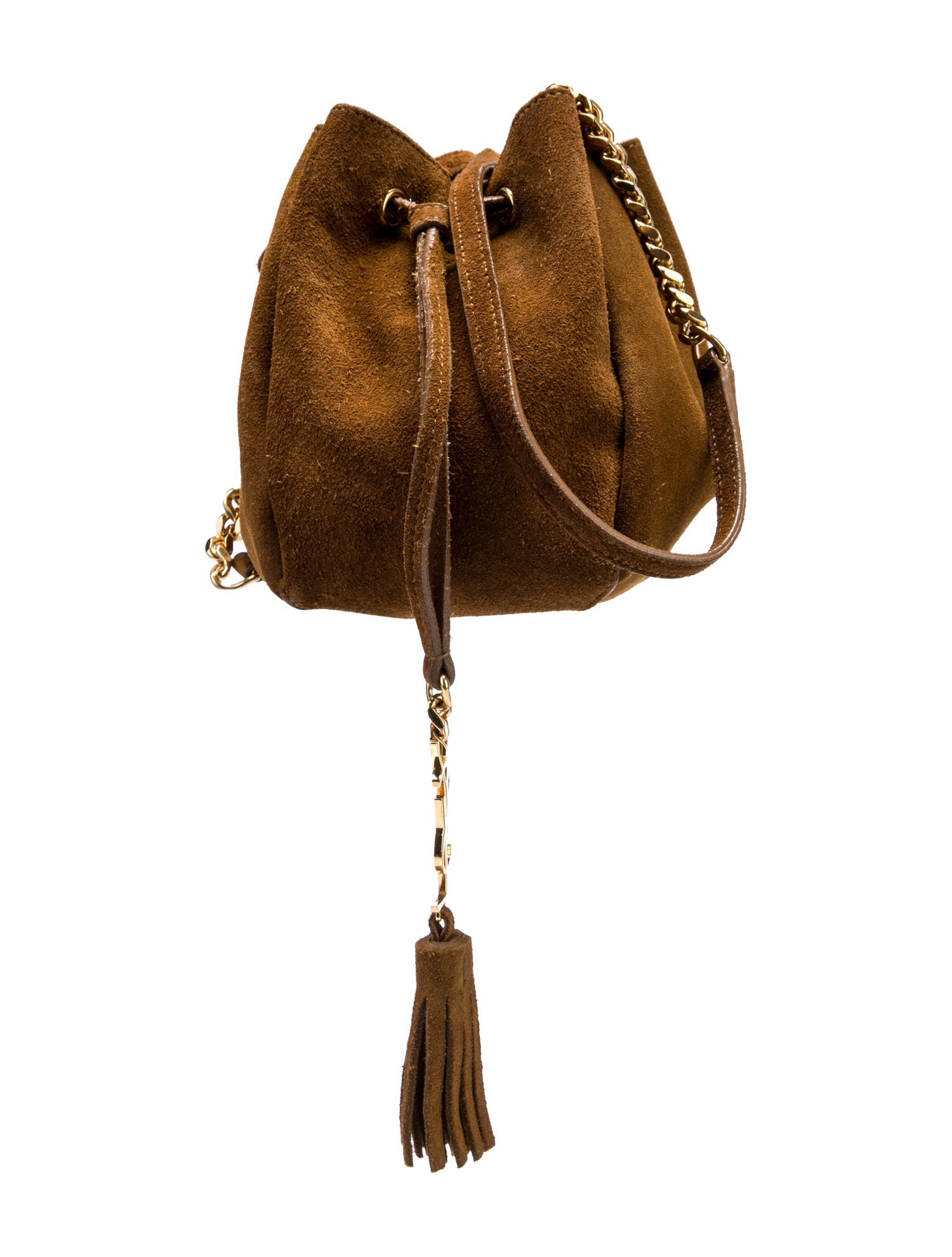 Saint Laurent Suede Bourse Mini - Brown Bucket Bags, Handbags ...