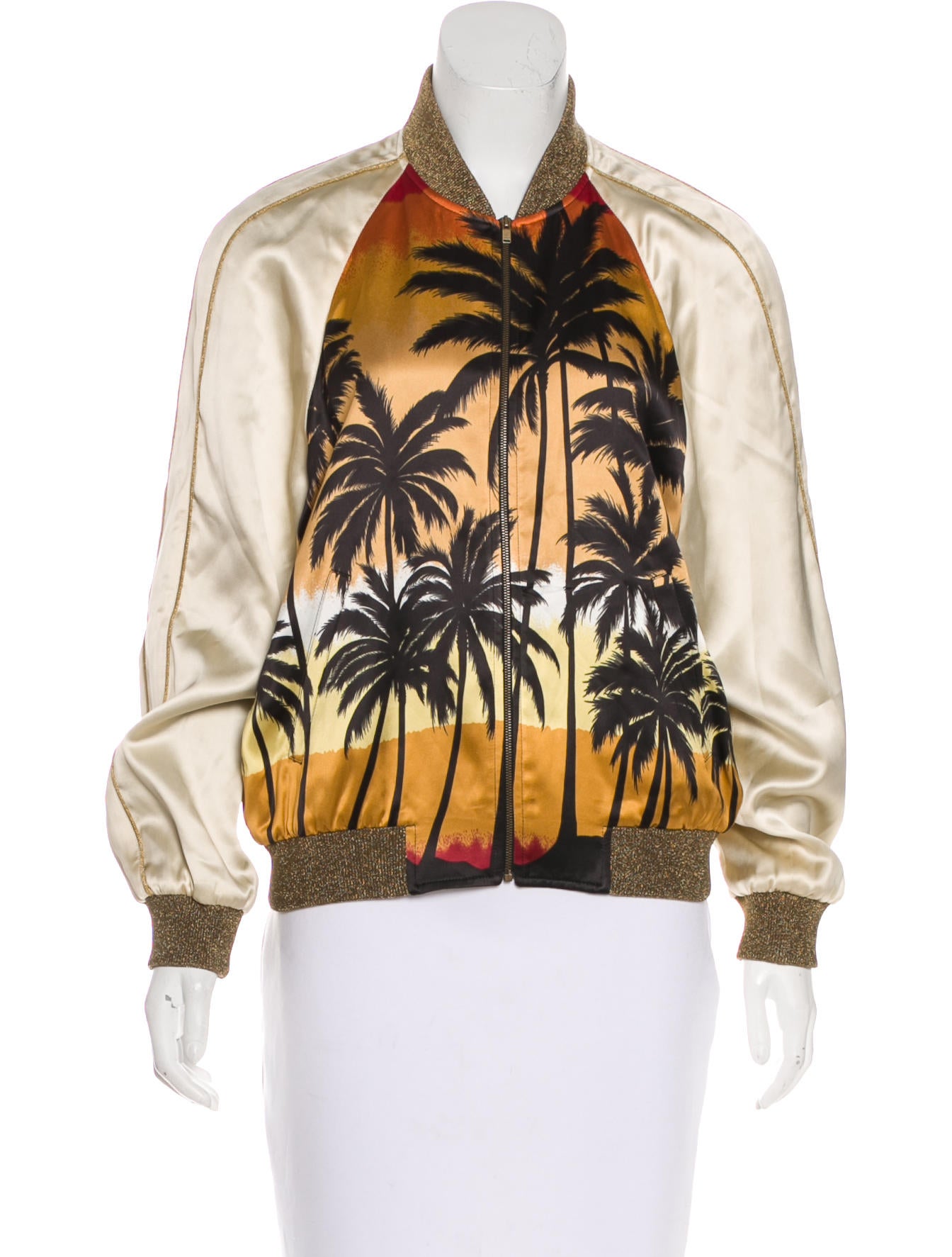 Saint Laurent 2016 Palm Tree Bomber Jacket - Gold Jackets, Clothing ...
