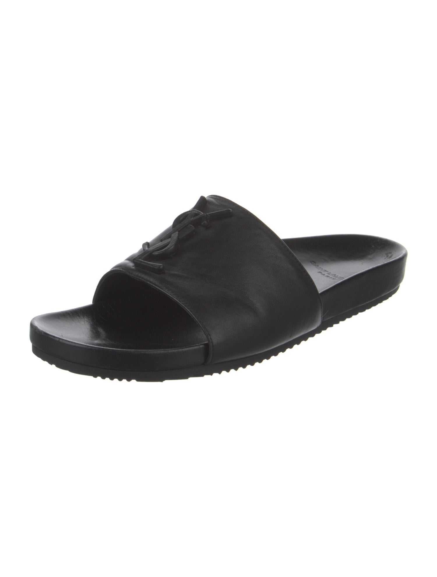 Saint Laurent Leather Slides - Black Sandals, Shoes - SNT418731 | The ...