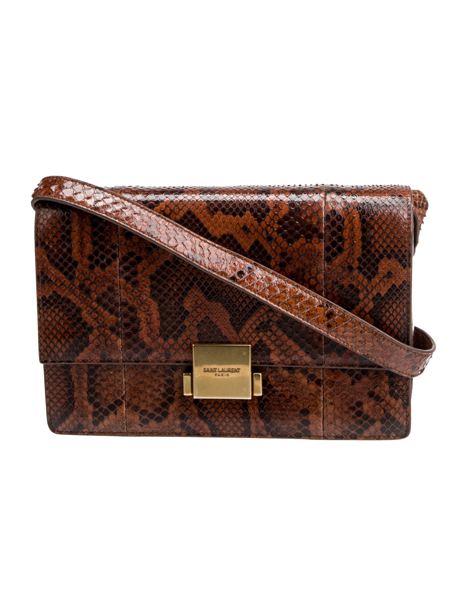 Saint Laurent Python Crossbody Bag - Brown Crossbody Bags, Handbags - SNT422899 | The RealReal