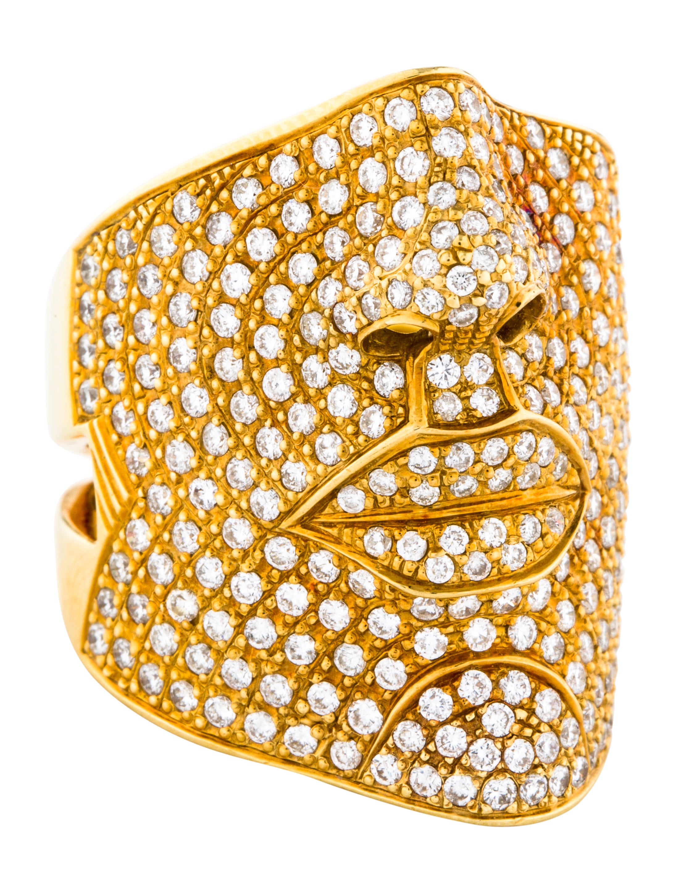 Sonia Bitton 18K Diamond Face Cocktail Ring - 18K Yellow Gold Cocktail ...
