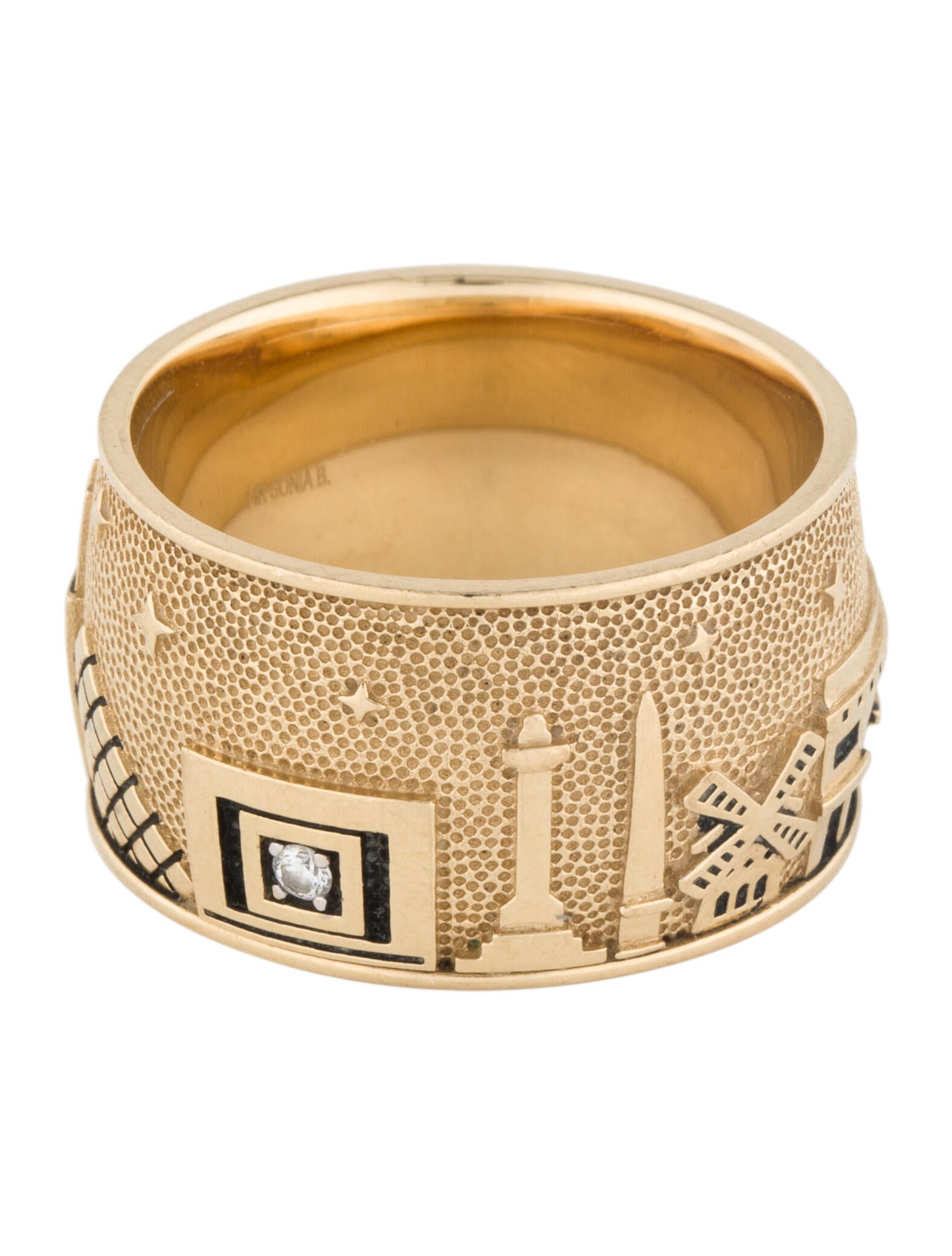 Sonia Bitton 14K Diamond Paris Skyline Band - 14K Yellow Gold Band ...