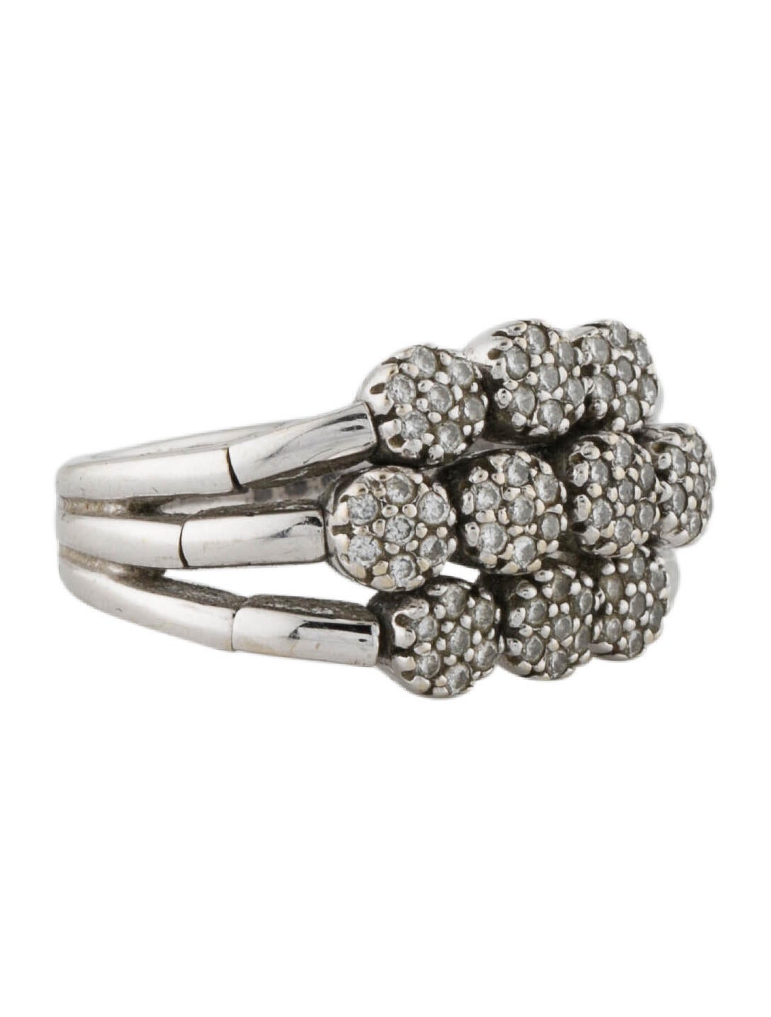 Sonia Bitton 14K Diamond 3 Row Band - 14K White Gold Cocktail Ring ...