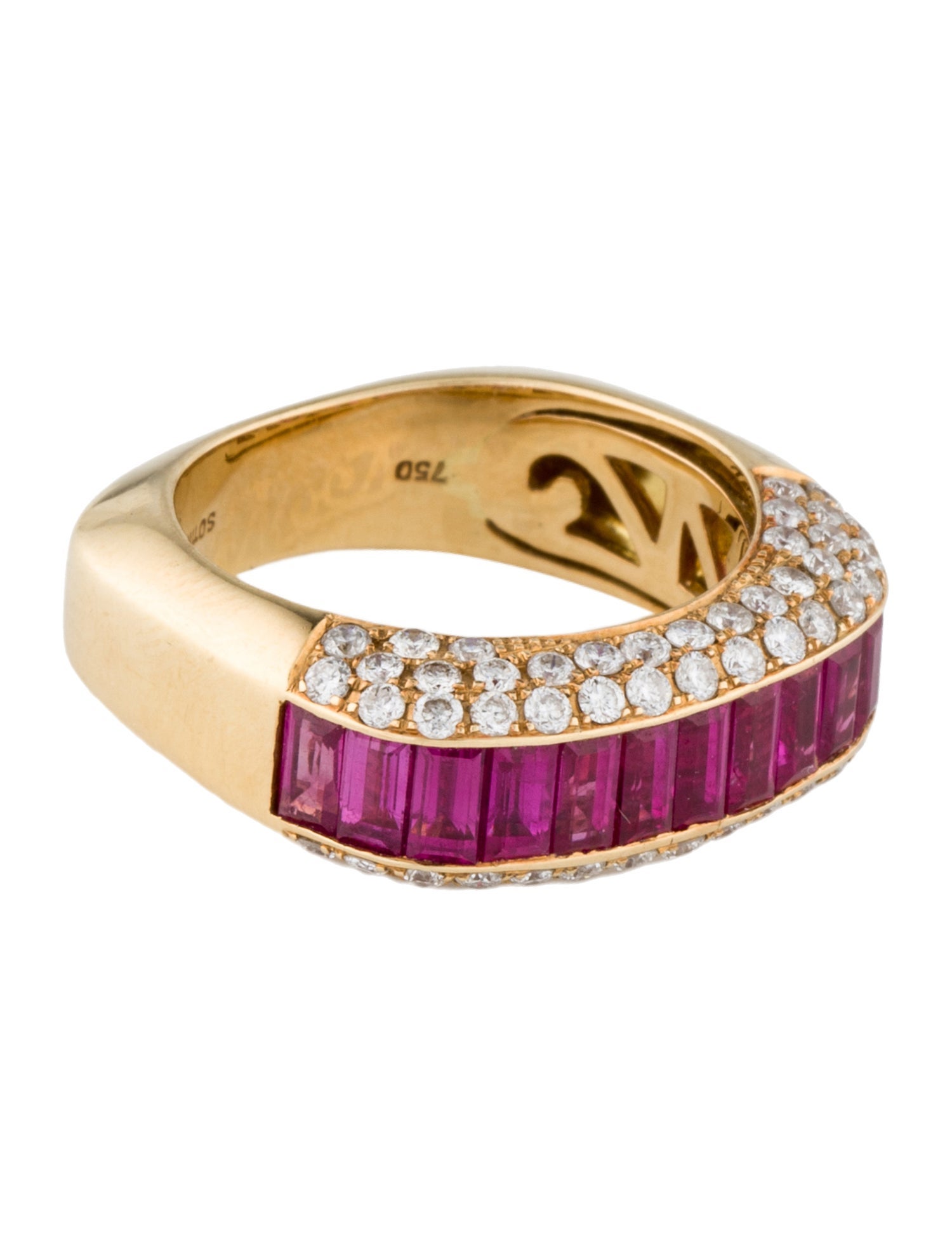 Sonia Bitton 18K Ruby & Diamond Square Ring - 18K Yellow Gold Band ...
