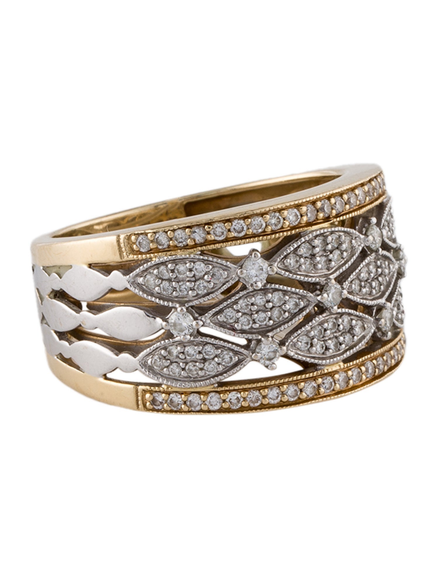 Sonia Bitton 14K Diamond Two-Tone Band - 14K Yellow Gold Band, Rings ...
