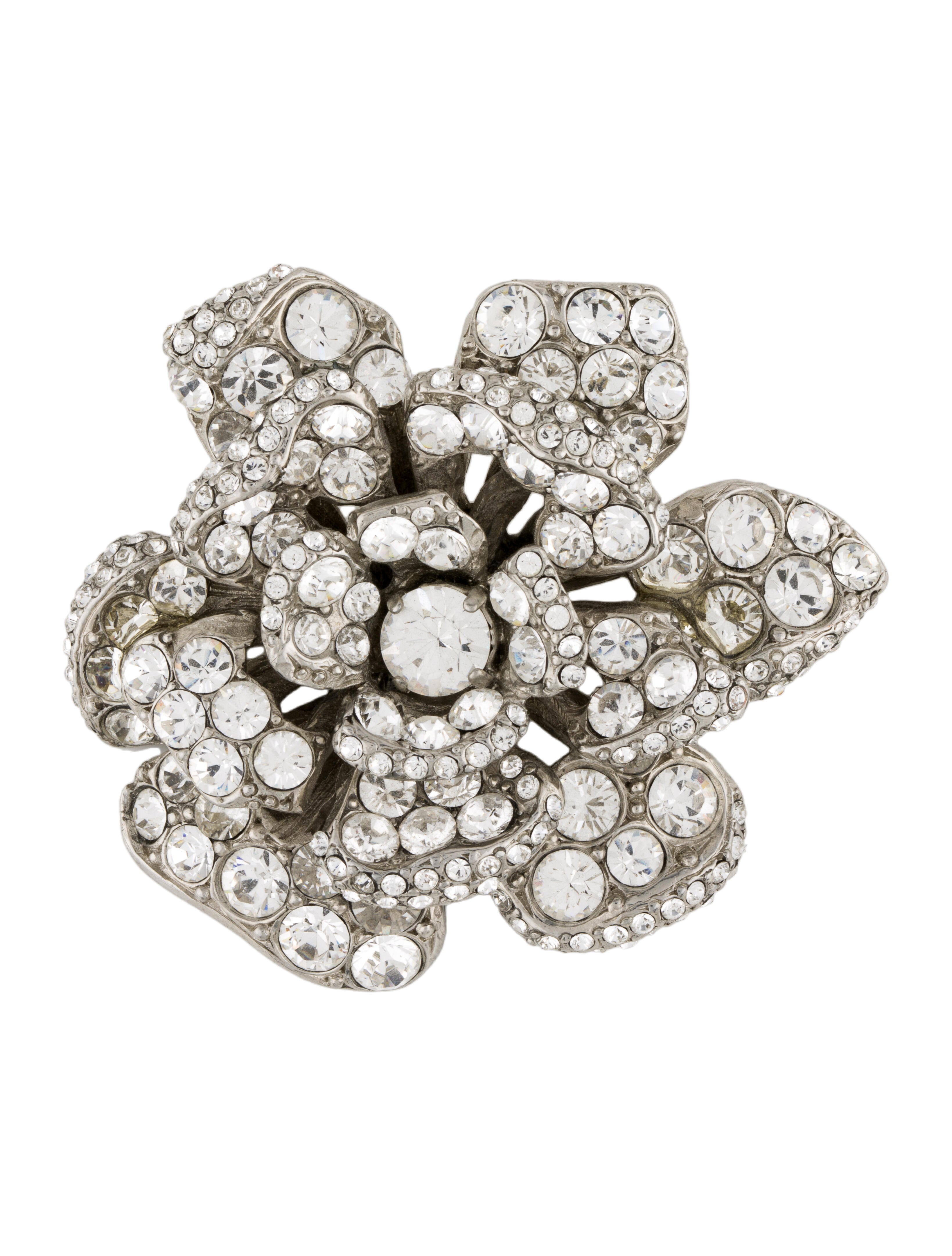 Alexis Bittar Crystal & Lucite Flower Brooch - Brass Pin, Brooches ...
