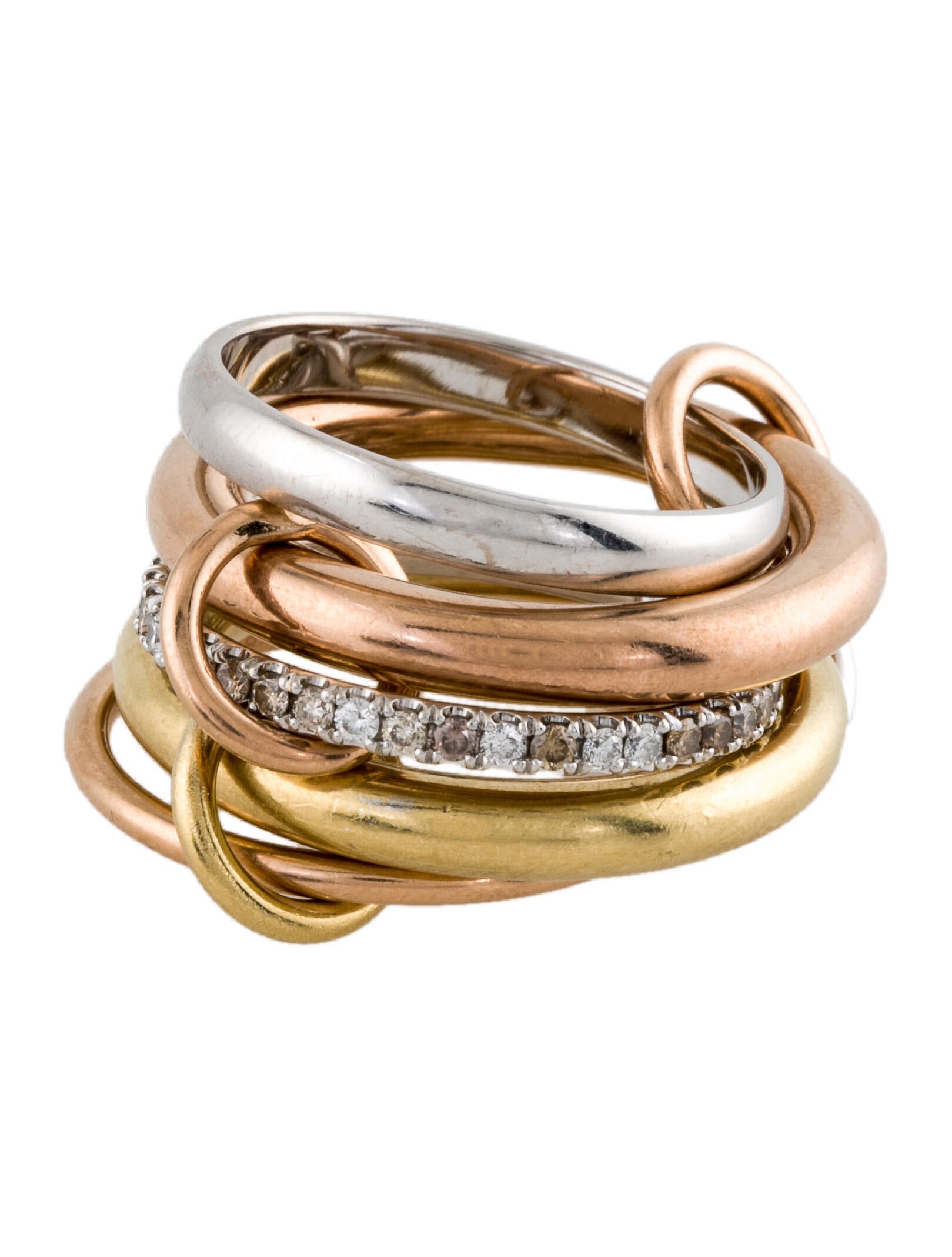 Spinelli Kilcollin 18K Diamond Four Band Stacked Rings - 18K Yellow ...