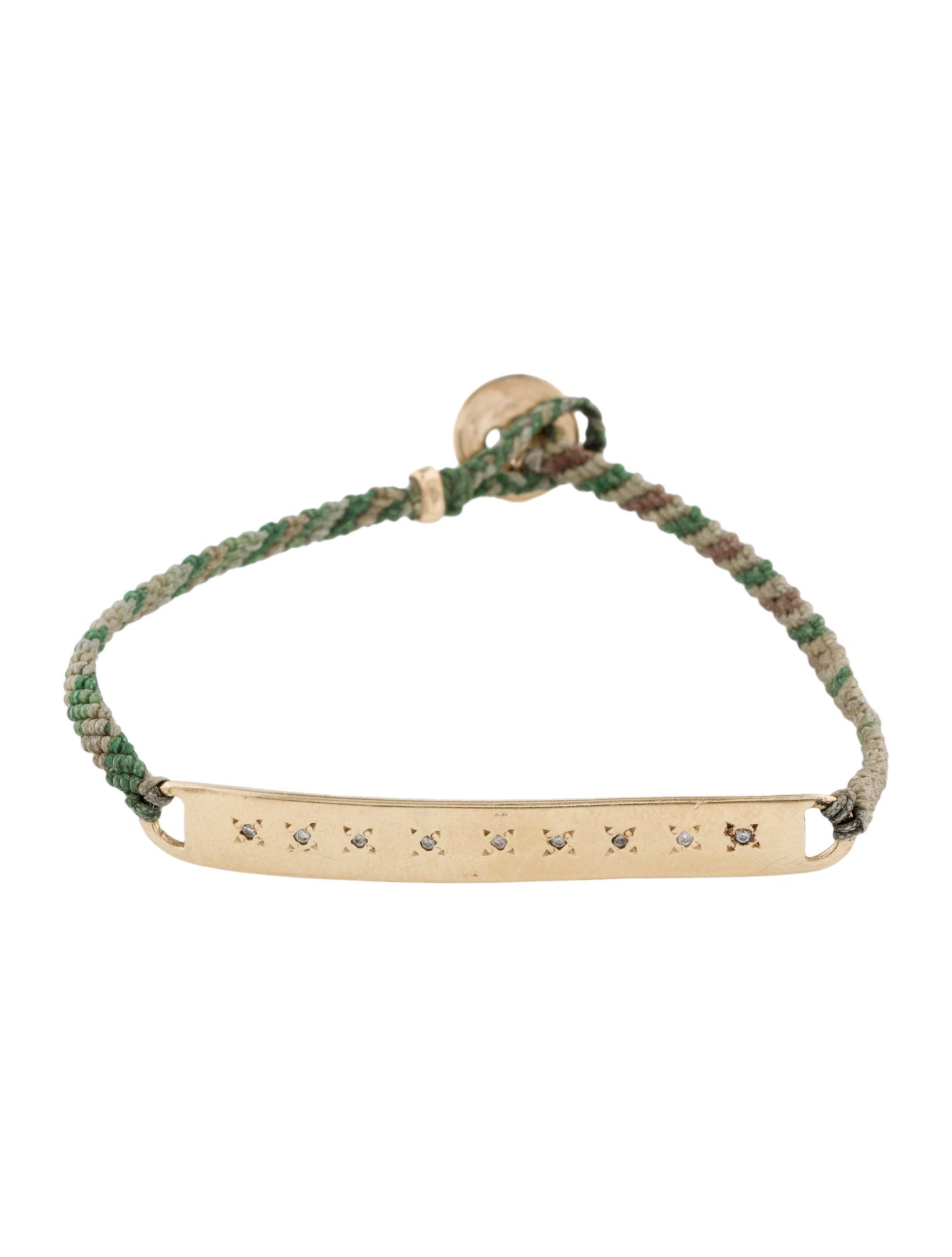 Scosha 14K Diamond Cord ID Macrame Bracelet - Grey, 14K Yellow Gold ...