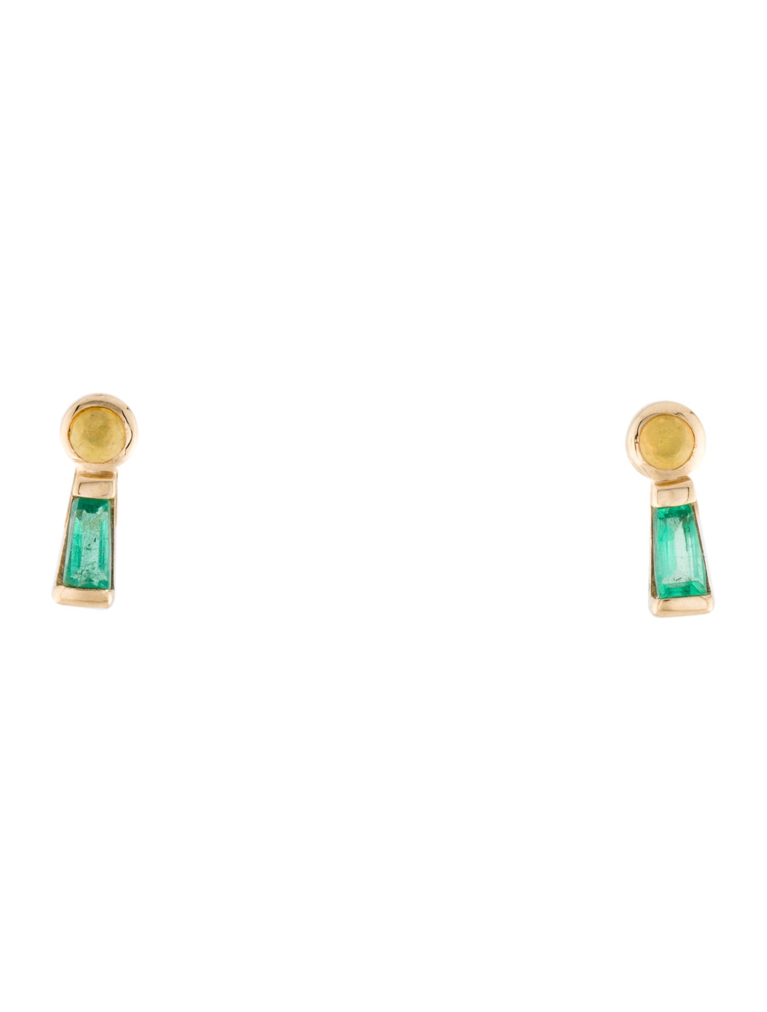 Scosha 14K Opal & Emerald Keyhole Stud Earrings - 14K Yellow Gold Stud ...