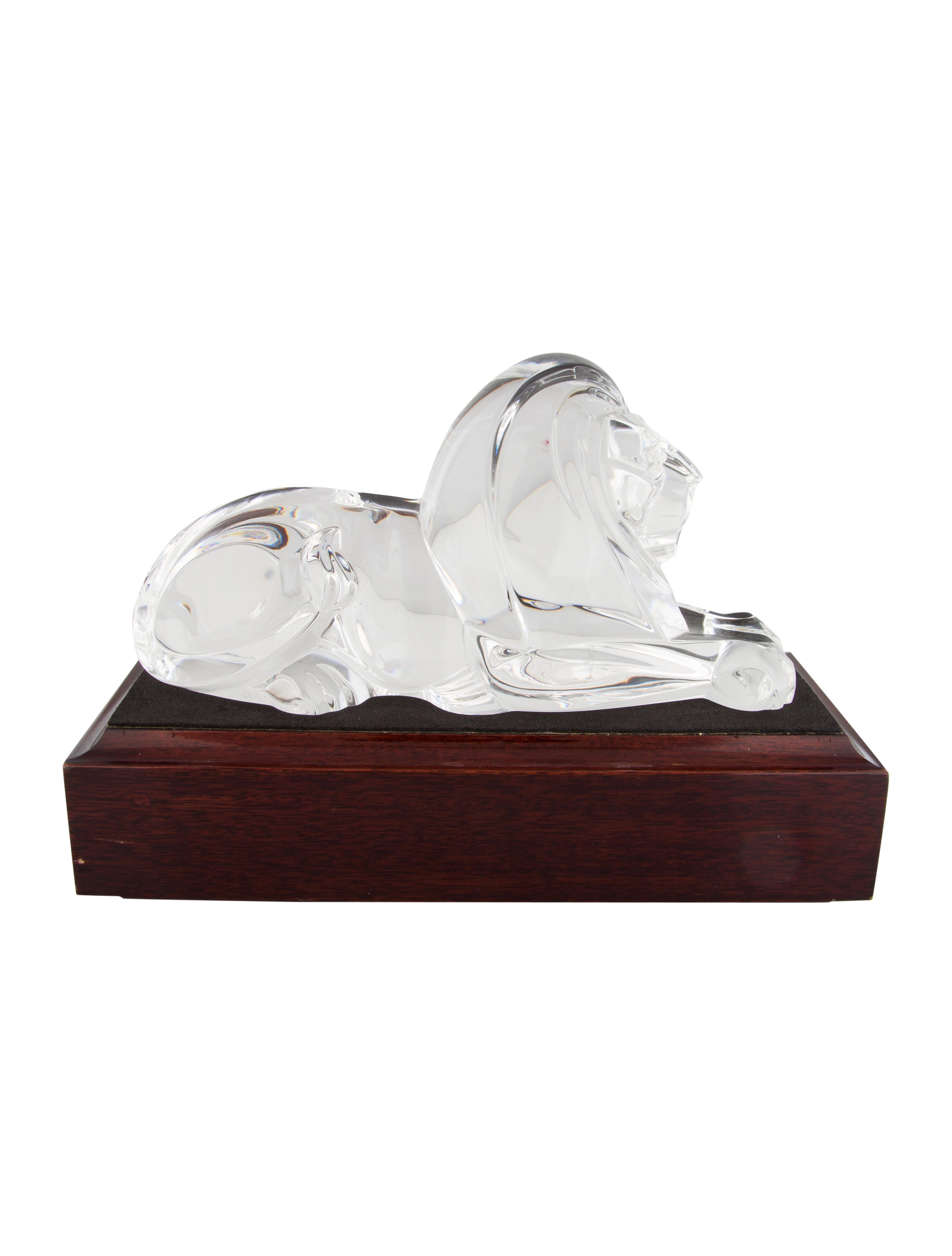 Steuben Crystal Lion Figurine with Base - Clear Decorative Accents ...