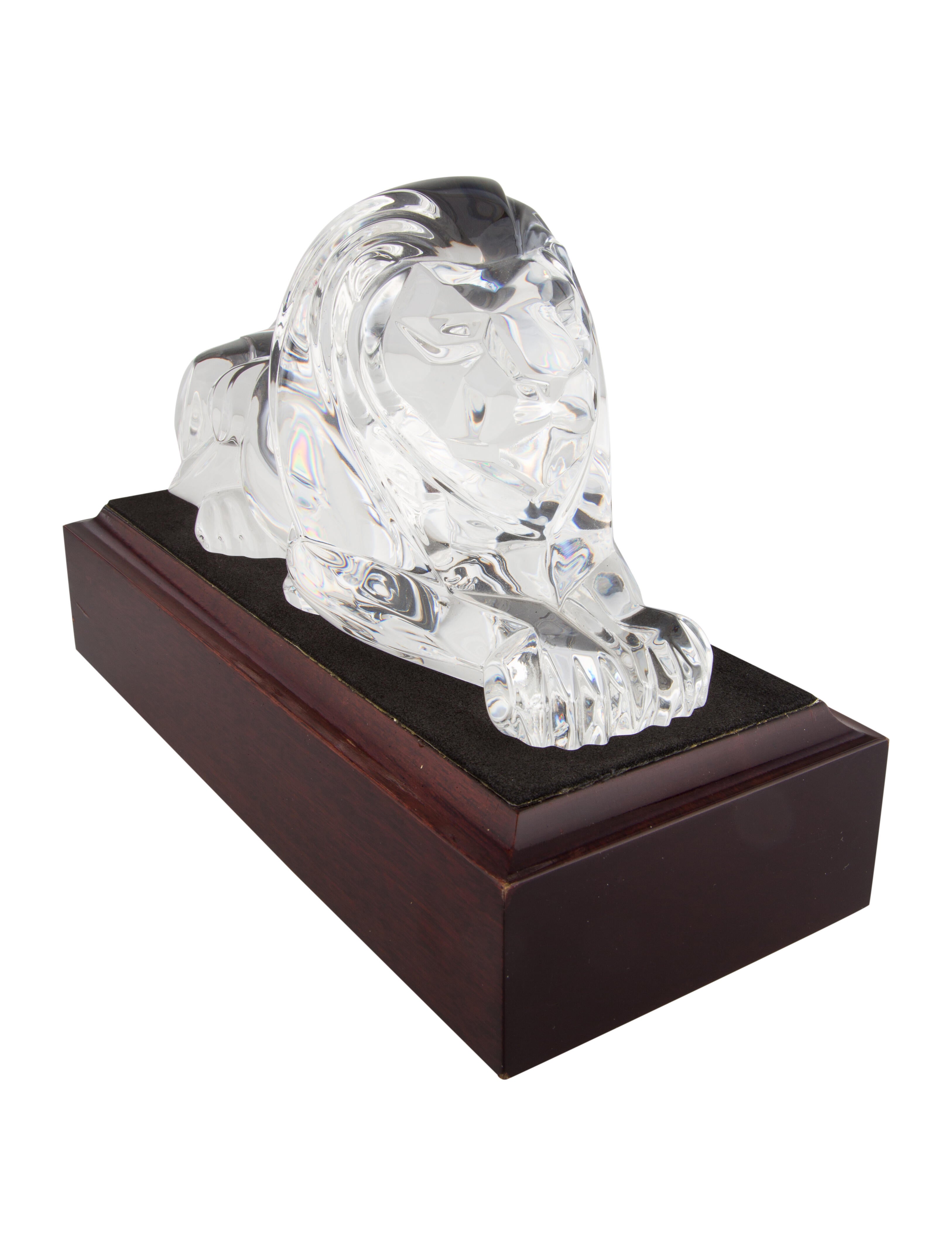 Steuben Crystal Lion Figurine with Base - Clear Decorative Accents ...