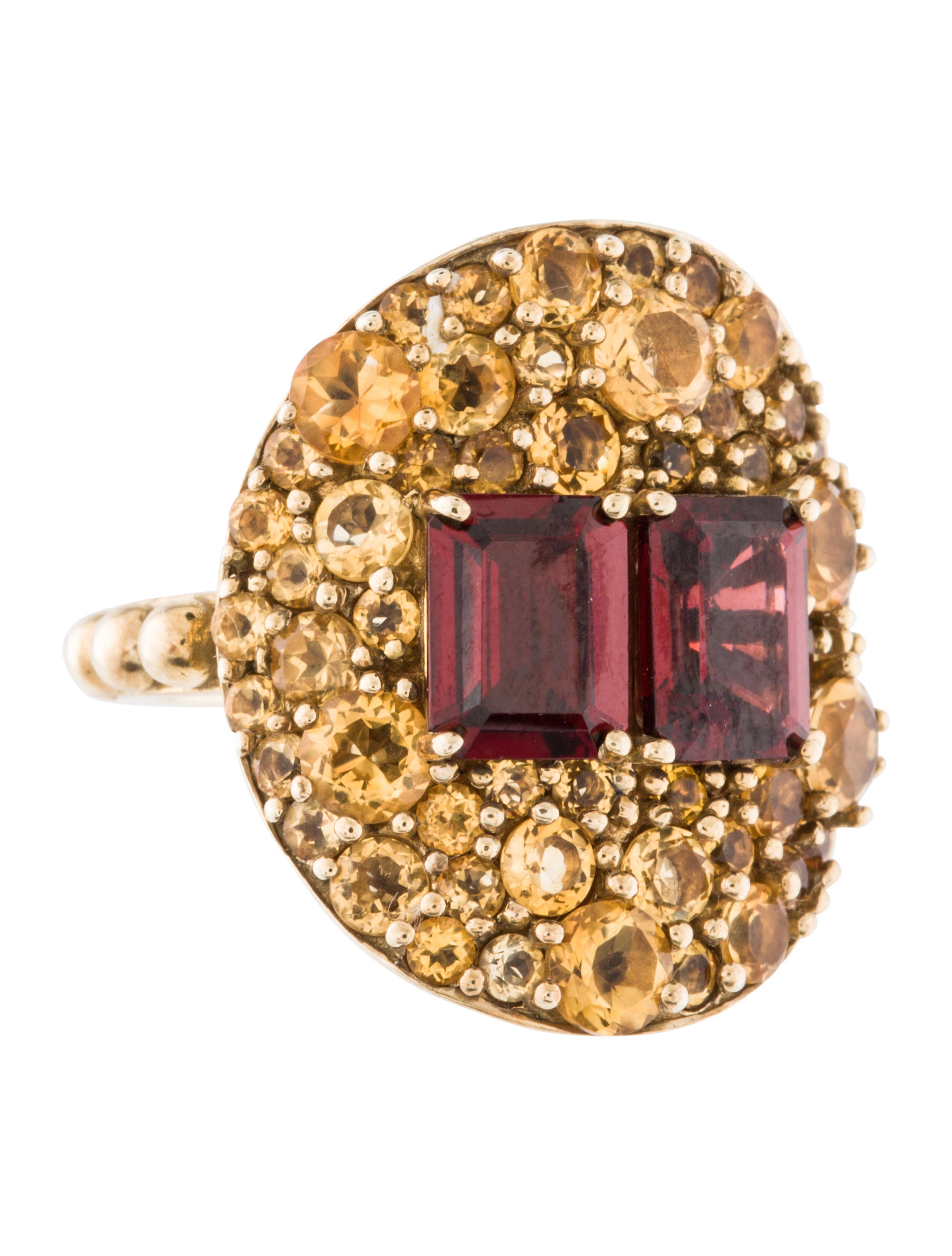 Stephen Dweck Citrine & Garnet Cocktail Ring - Rings - STD21801 | The ...