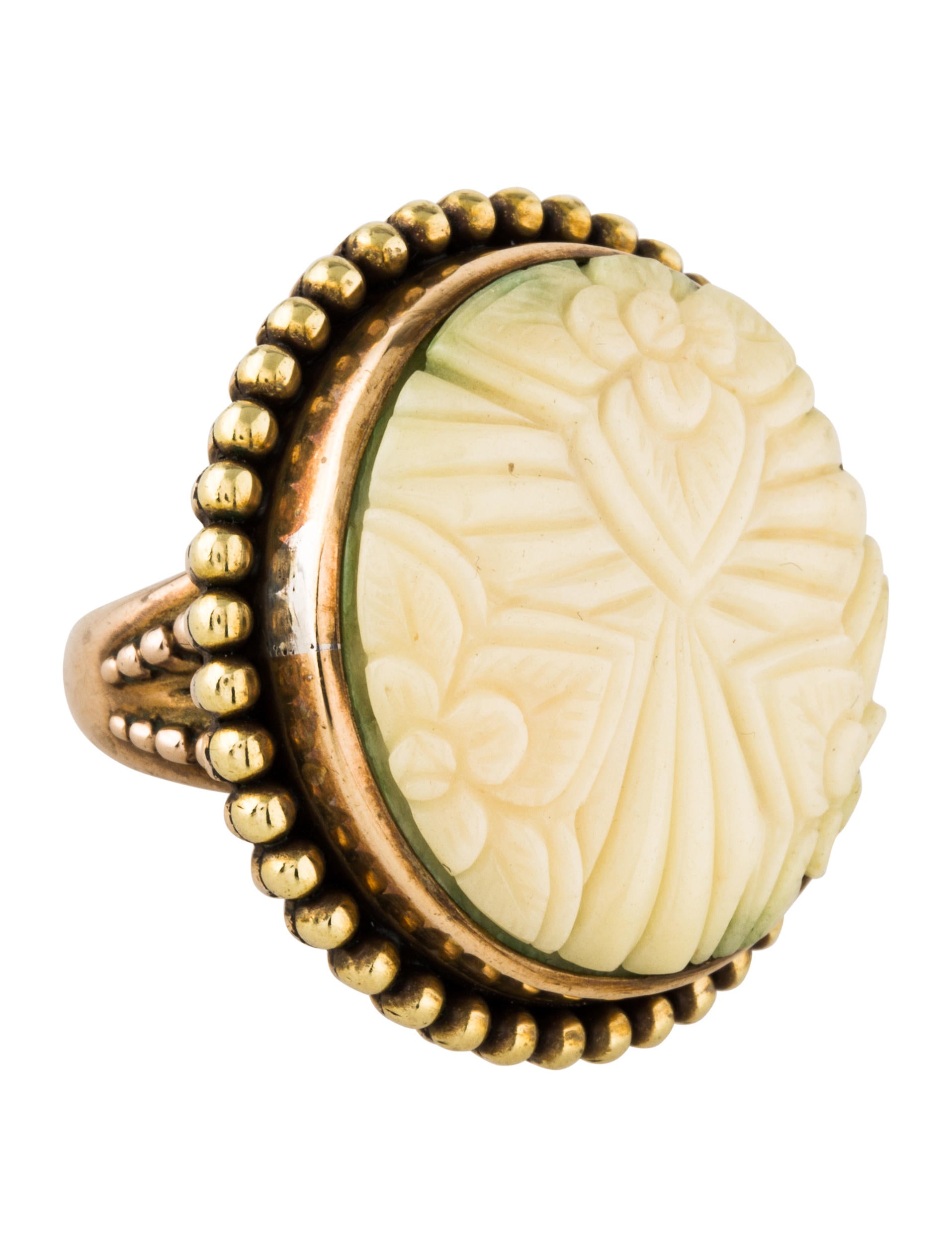 Stephen Dweck Carved Bone Floral Cocktail Ring - Rings - STD22222 | The ...