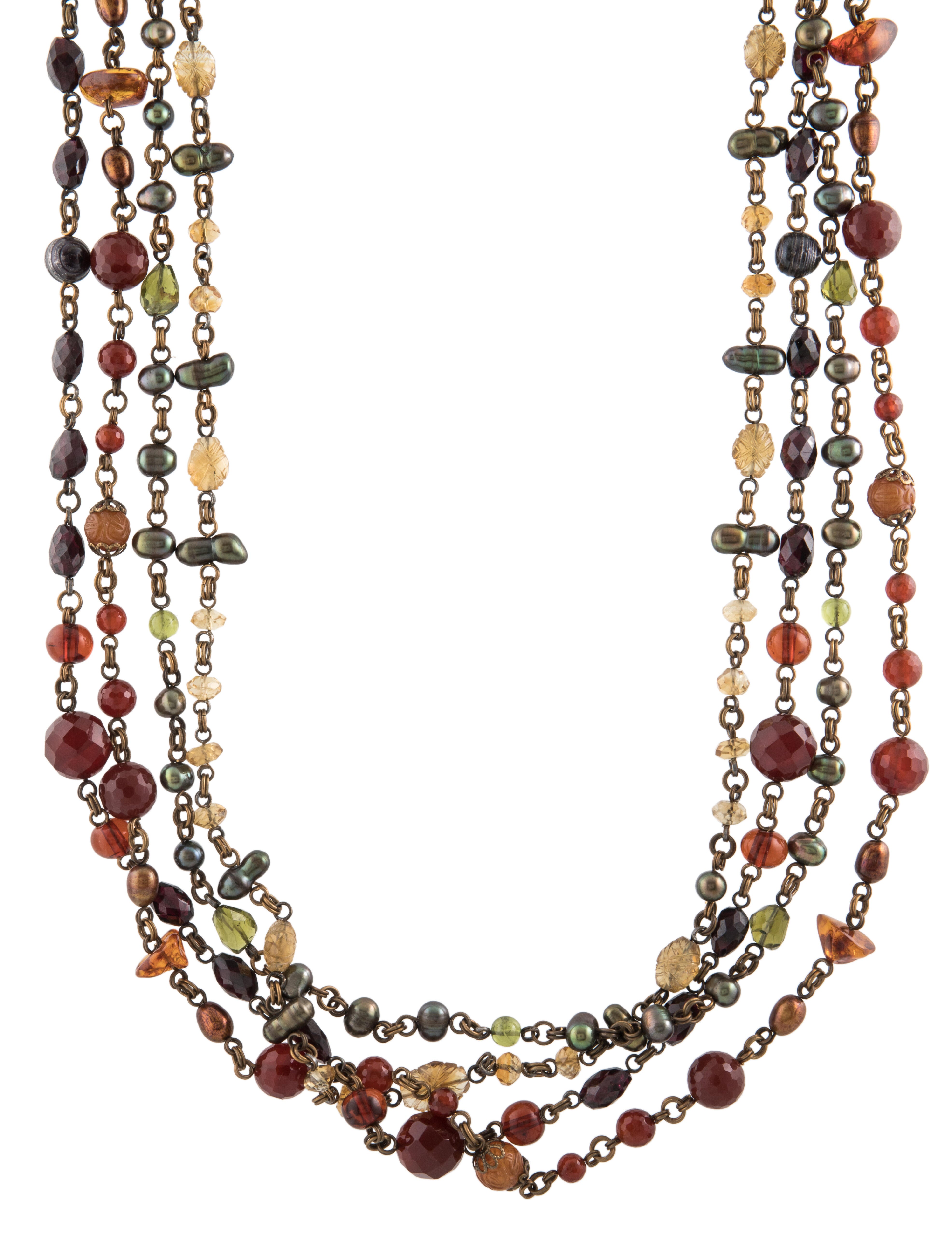 Stephen Dweck Pearl, Amber & Multi Stone, Multi Strand Bead Strand ...