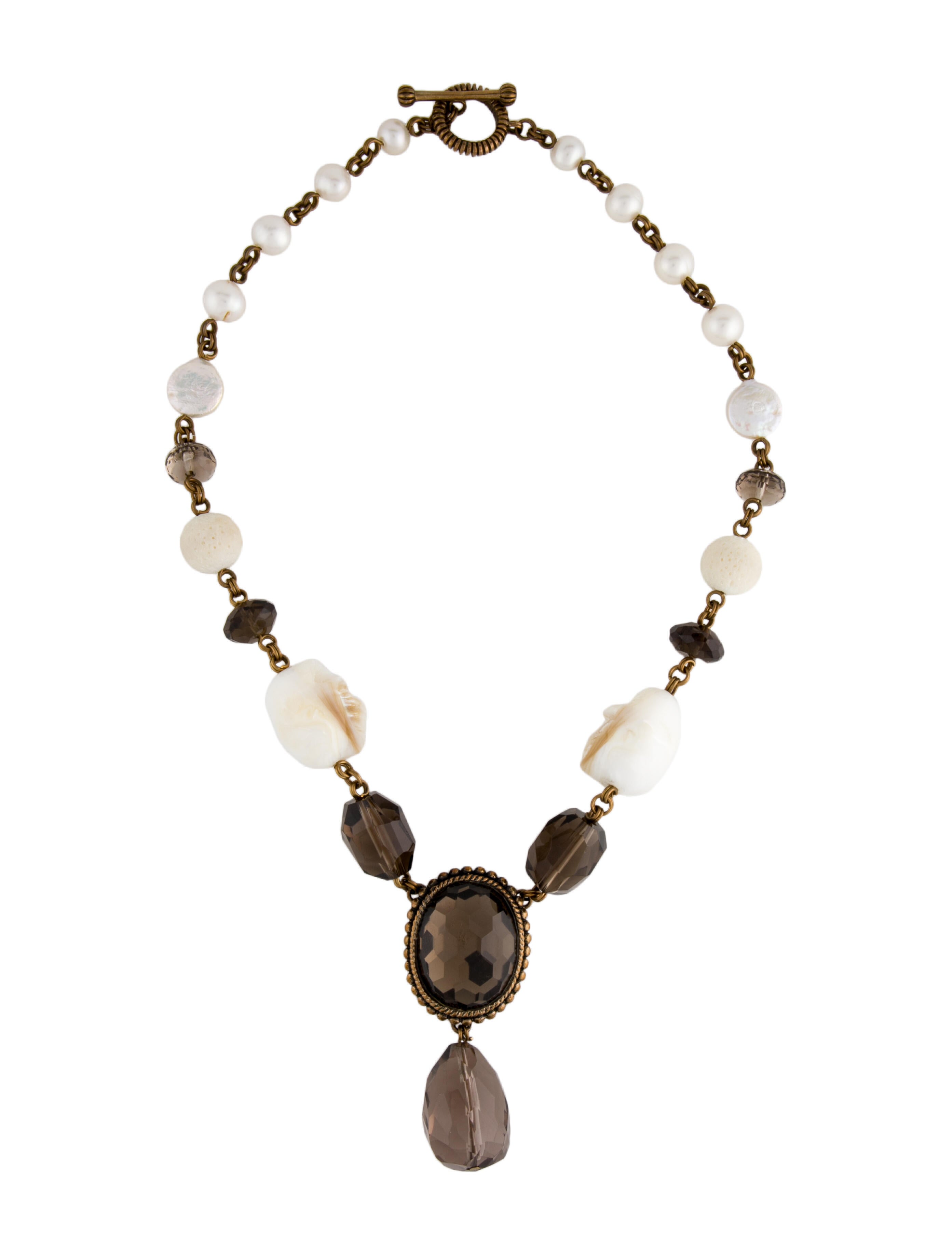 Stephen Dweck Pearl, Quartz & Shell Necklace - Sterling Silver Bead ...