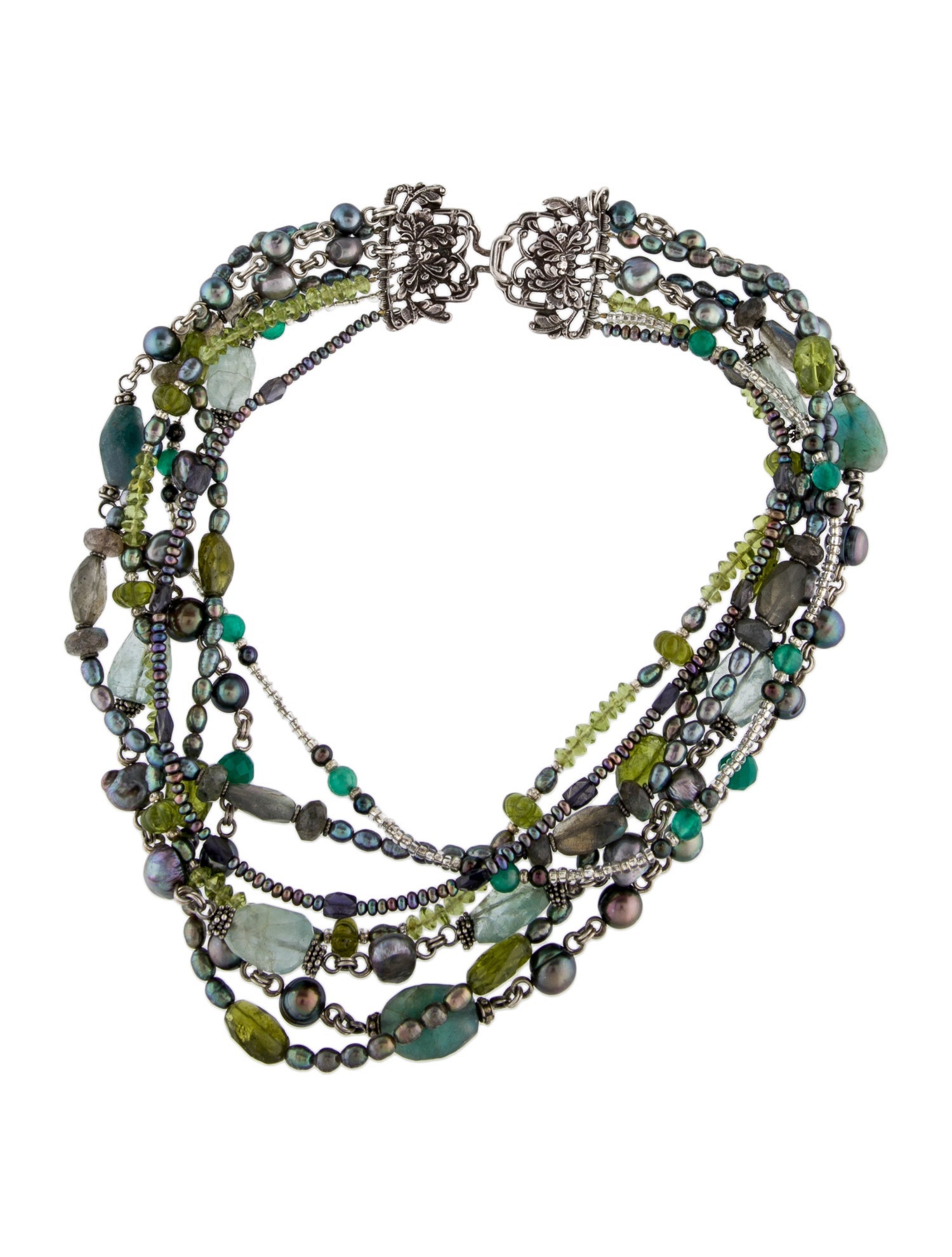 Stephen Dweck Multistone 6 Strand Necklace - Sterling Silver ...