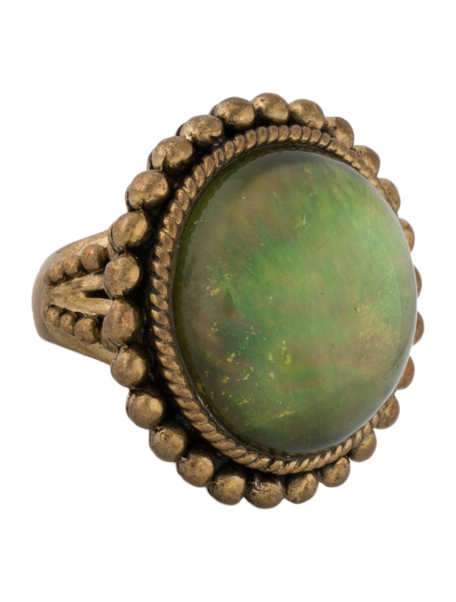 Stephen Dweck Crystal Cocktail Ring - Green, Gold-Tone Metal Cocktail ...