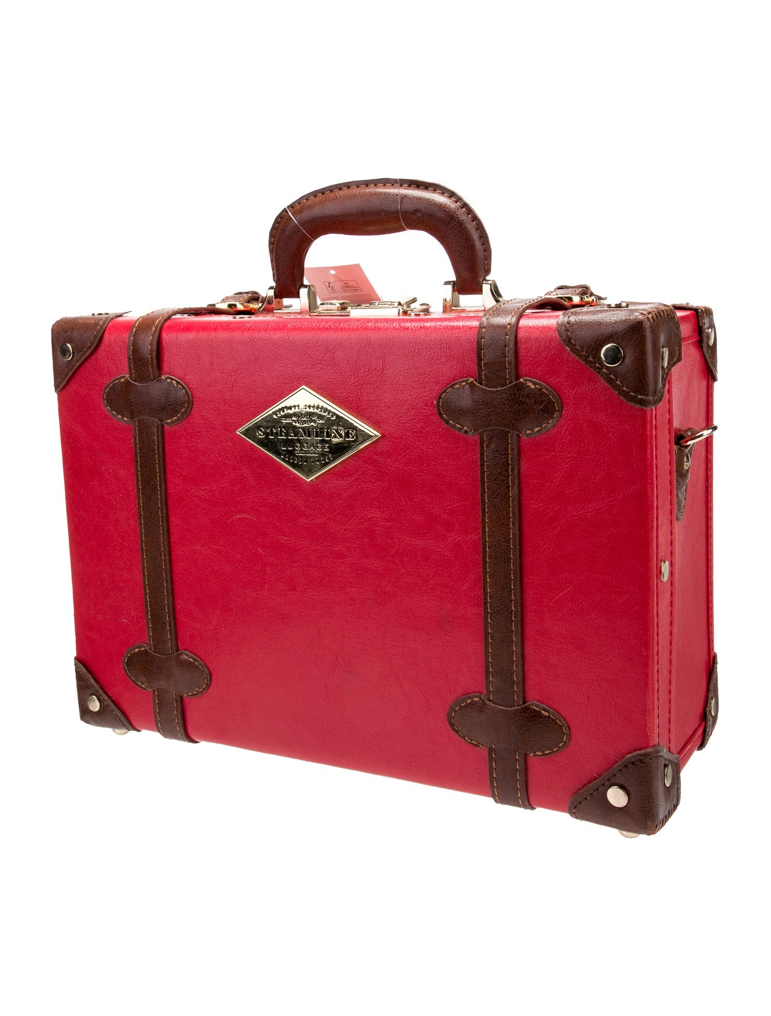 Steamline Luggage Gold-Toned Leather Carry-on Luggage - Red Luggage and ...